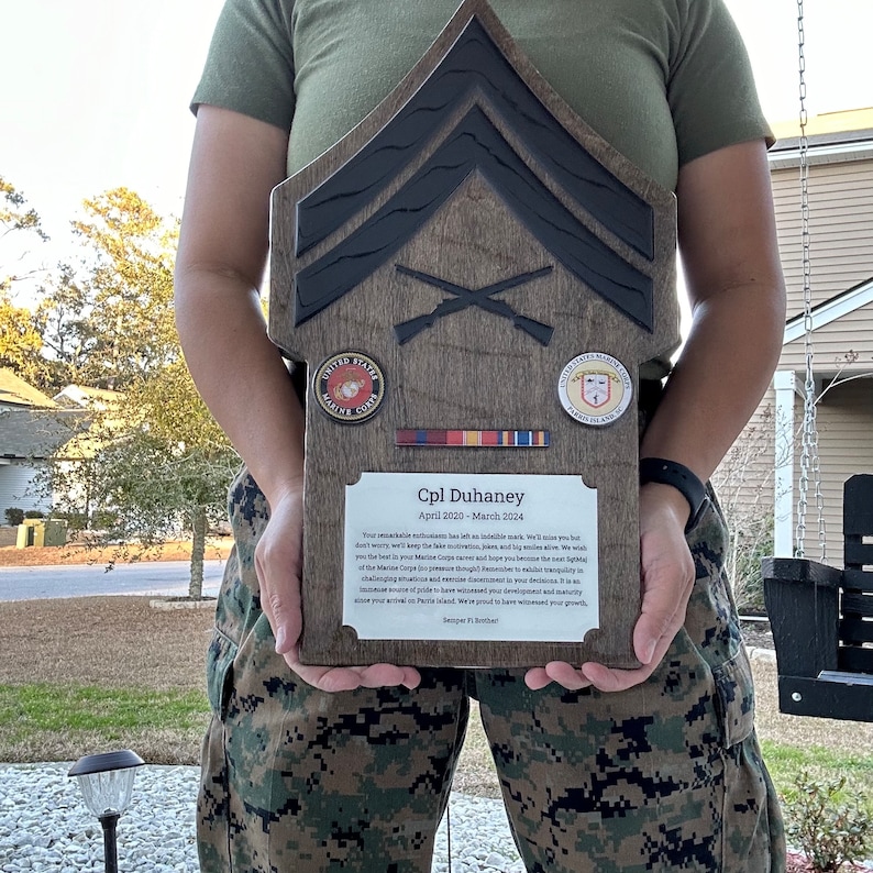 Custom USMC, Marine Corps, Military Plaque, Military USMC Chevron ...