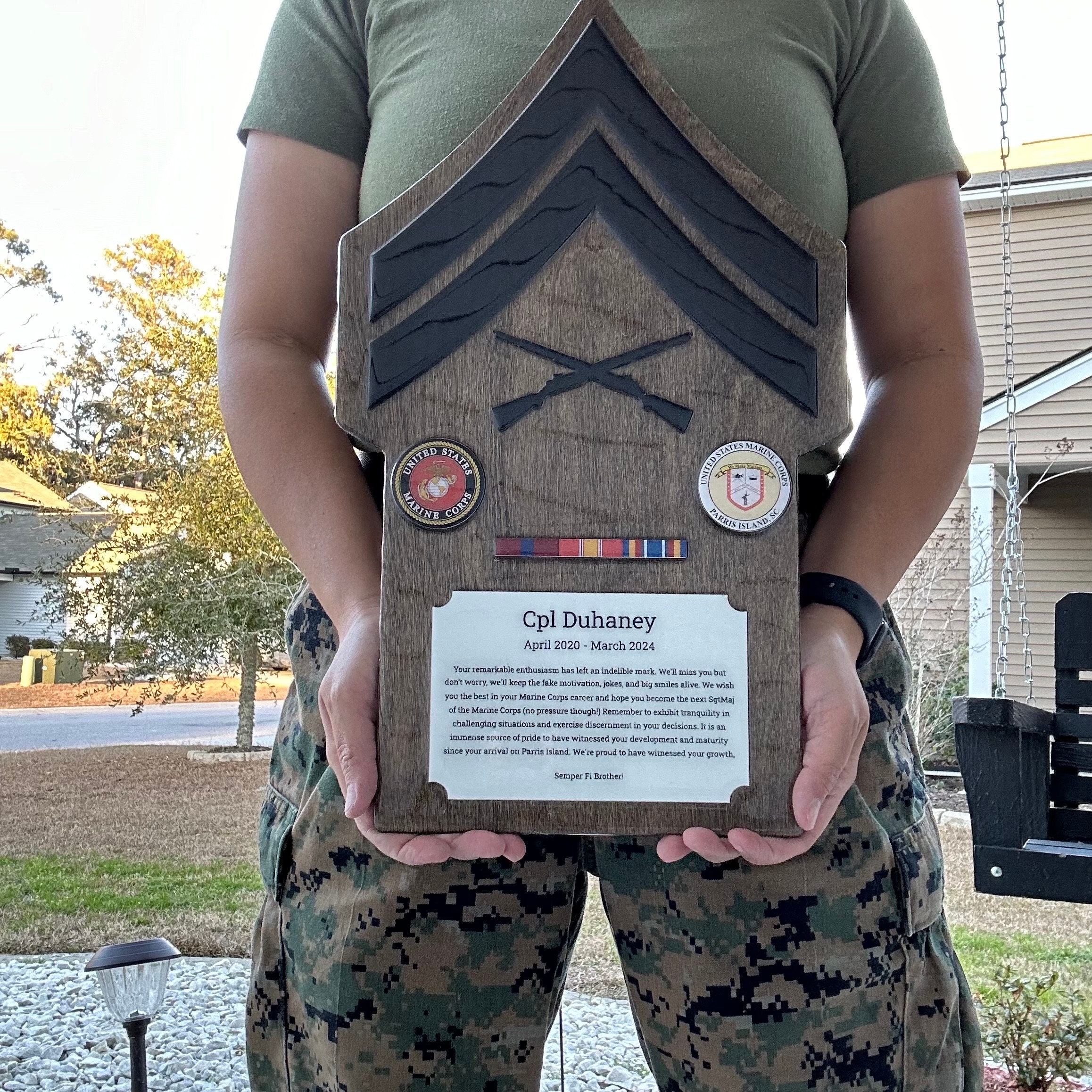 Custom USMC, Marine Corps, Military Plaque, Military USMC Chevron ...