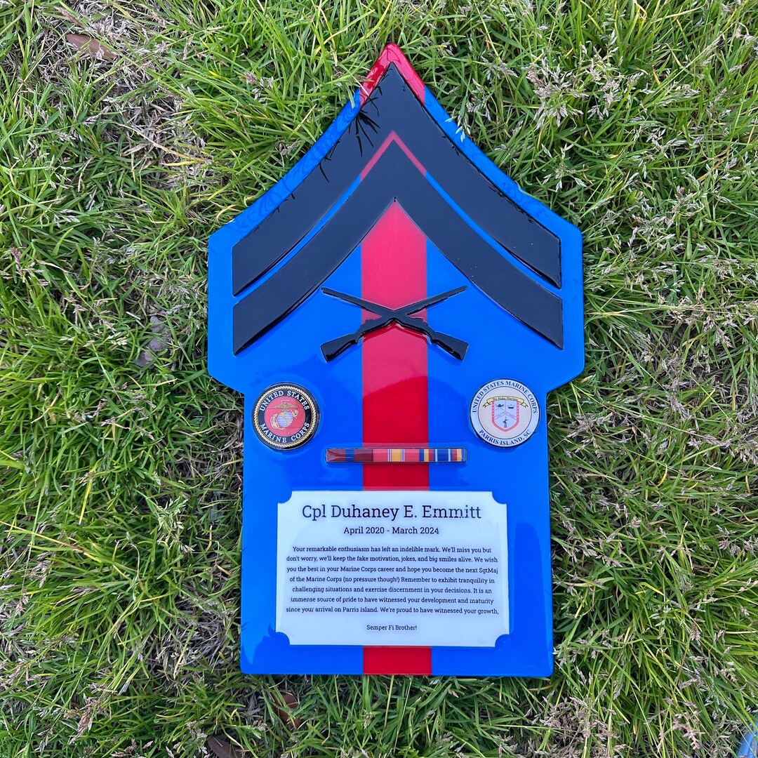Custom USMC, Marine Corps, Military Plaque, Military USMC Chevron ...