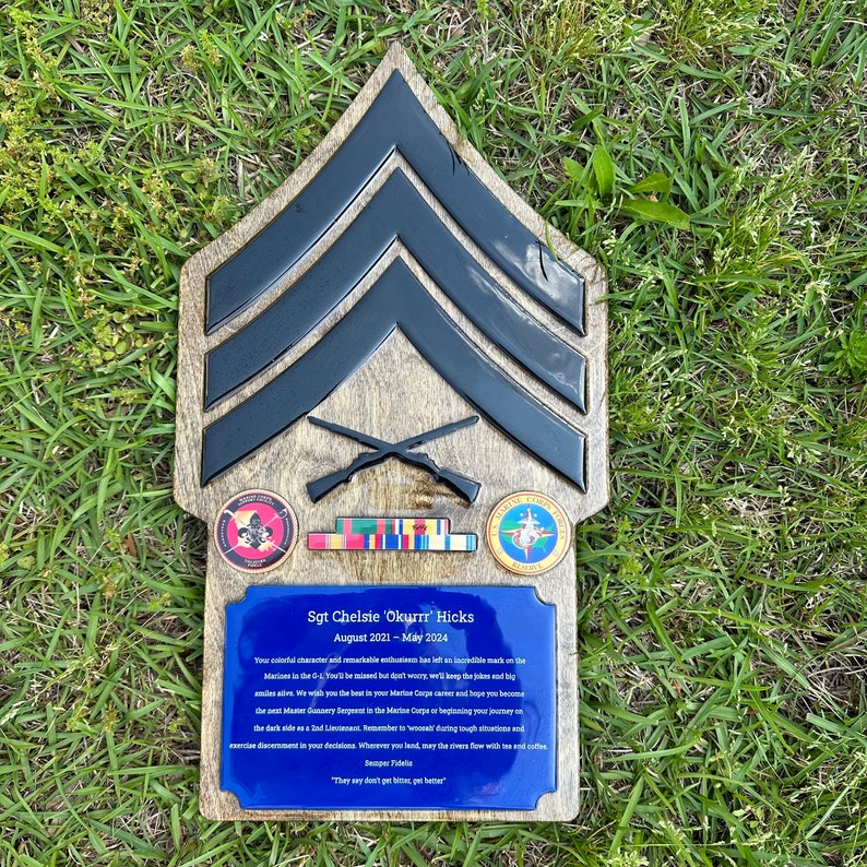 Custom USMC, Marine Corps, Military Plaque, Marine Chevron, Going Away ...