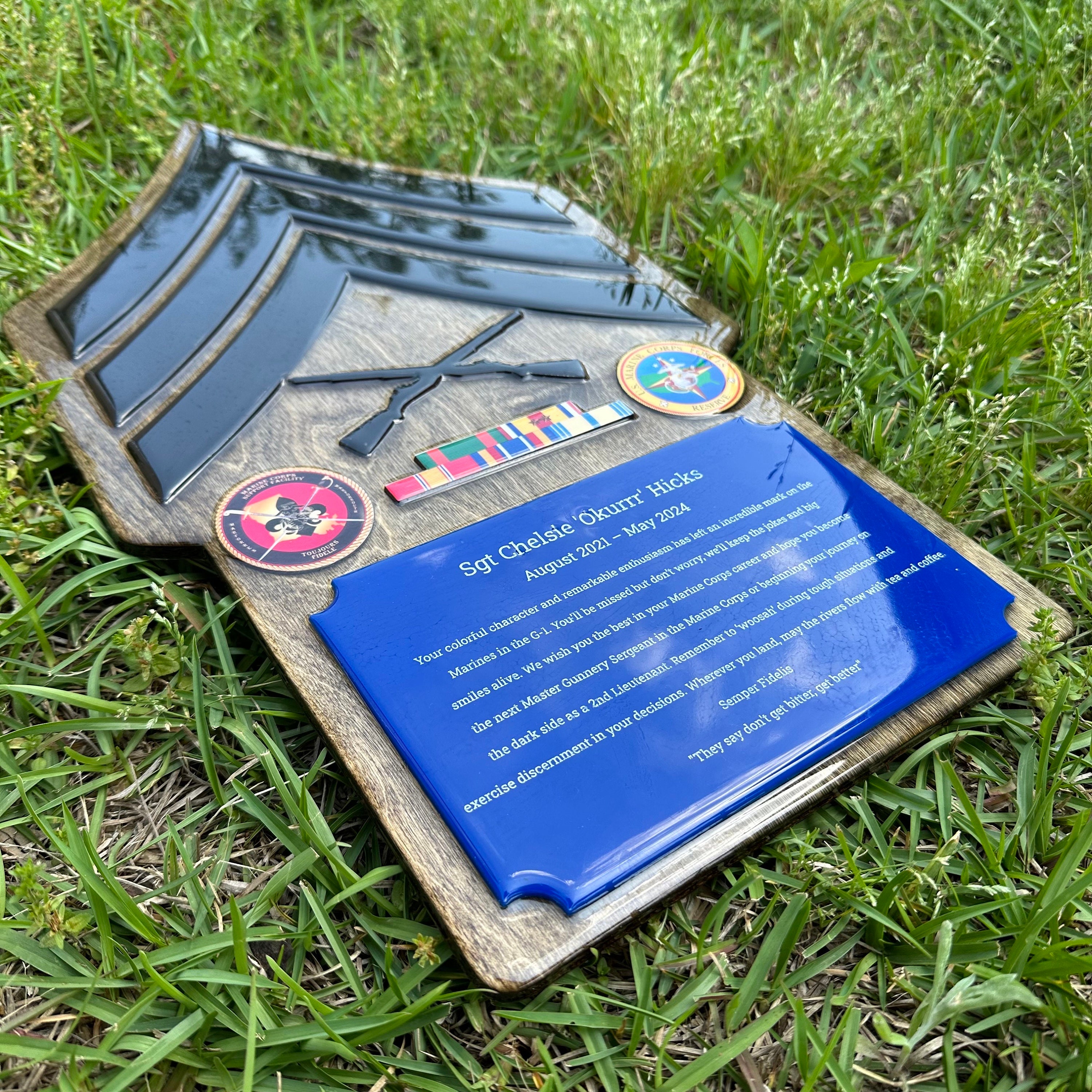 Custom USMC, Marine Corps, Military Plaque, Marine Chevron, Going Away ...