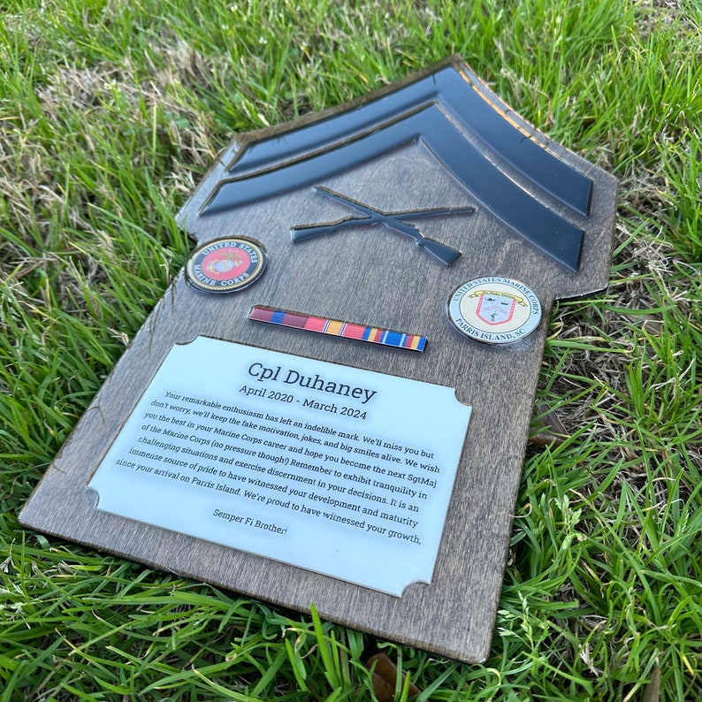 Custom USMC, Marine Corps, Military Plaque, Military USMC Chevron ...