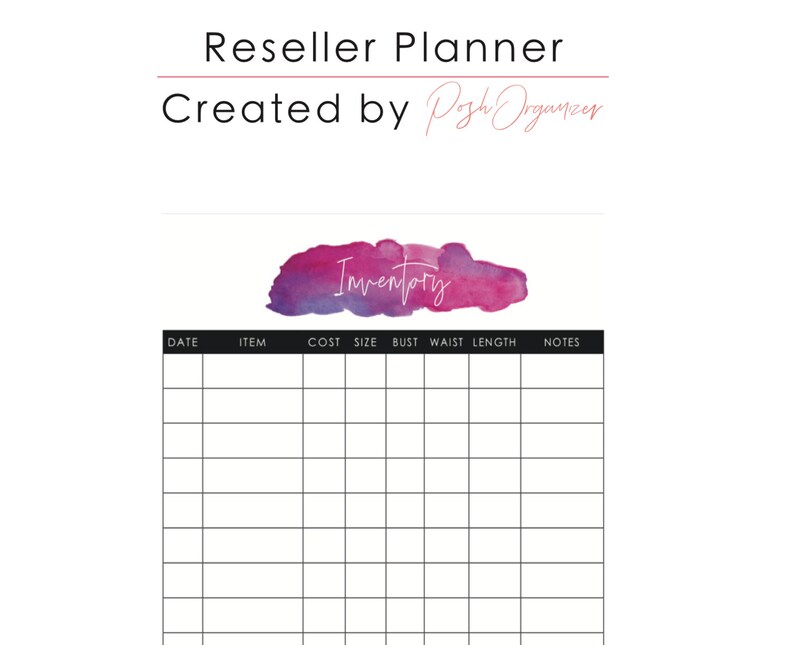 Poshmark Inventory Sheet - Etsy