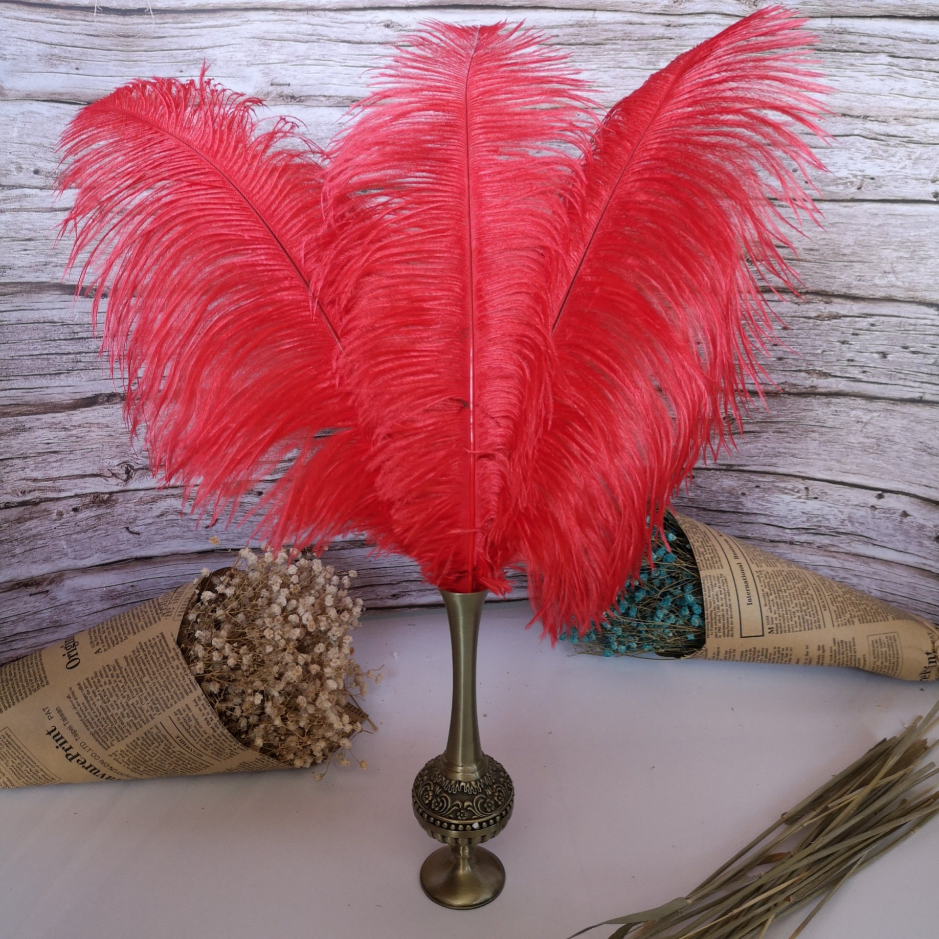 Red Ostrich Feather 100pcs 6-30inch/15-75cm Home Decor Wedding ...