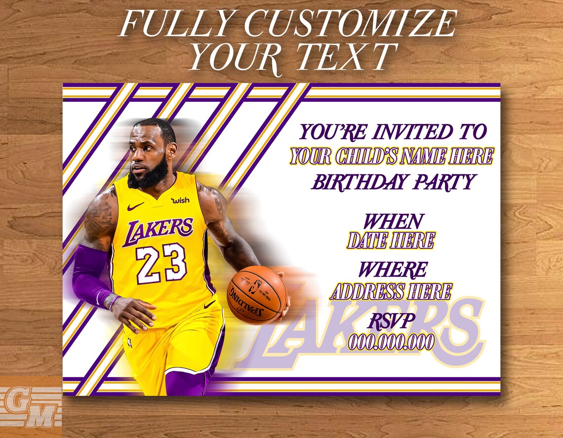 Lebron James Lakers Customized Digital Party Invitation Card - Etsy