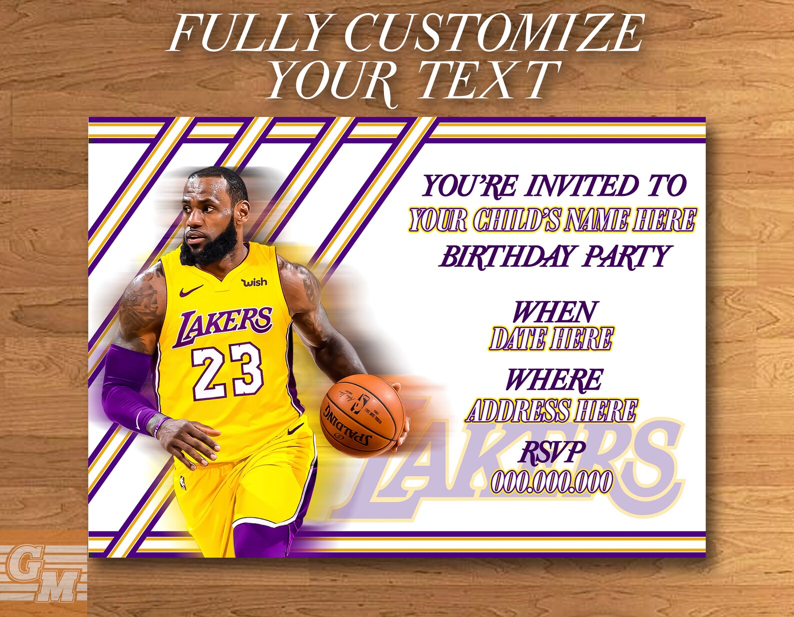 Lebron James Lakers Customized Digital Party Invitation Card - Etsy