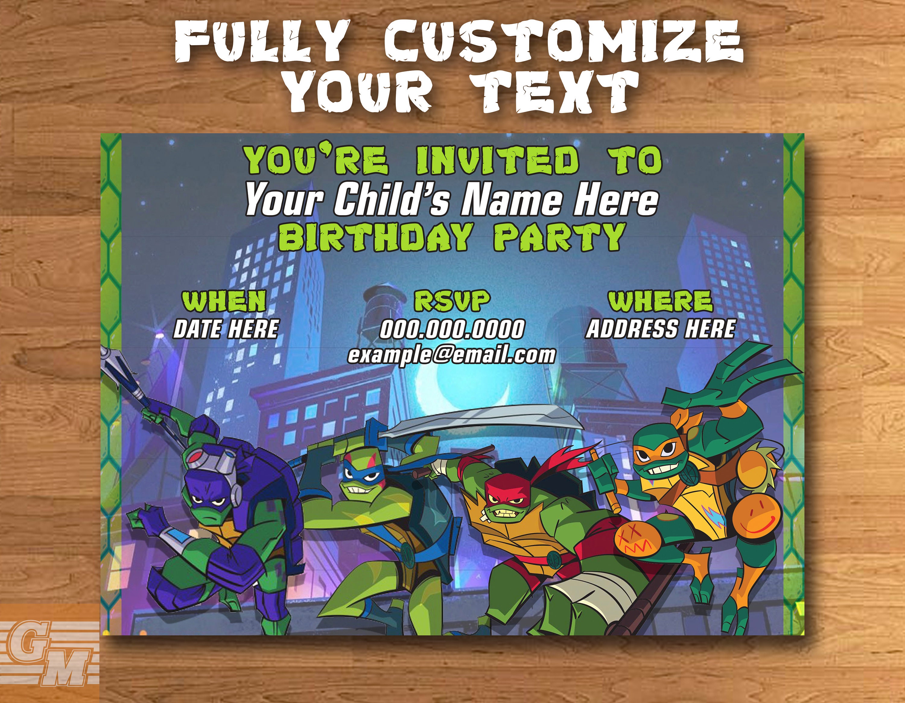 Rise of the Teenage Mutant Ninja Turtles Customized Digital Party ...