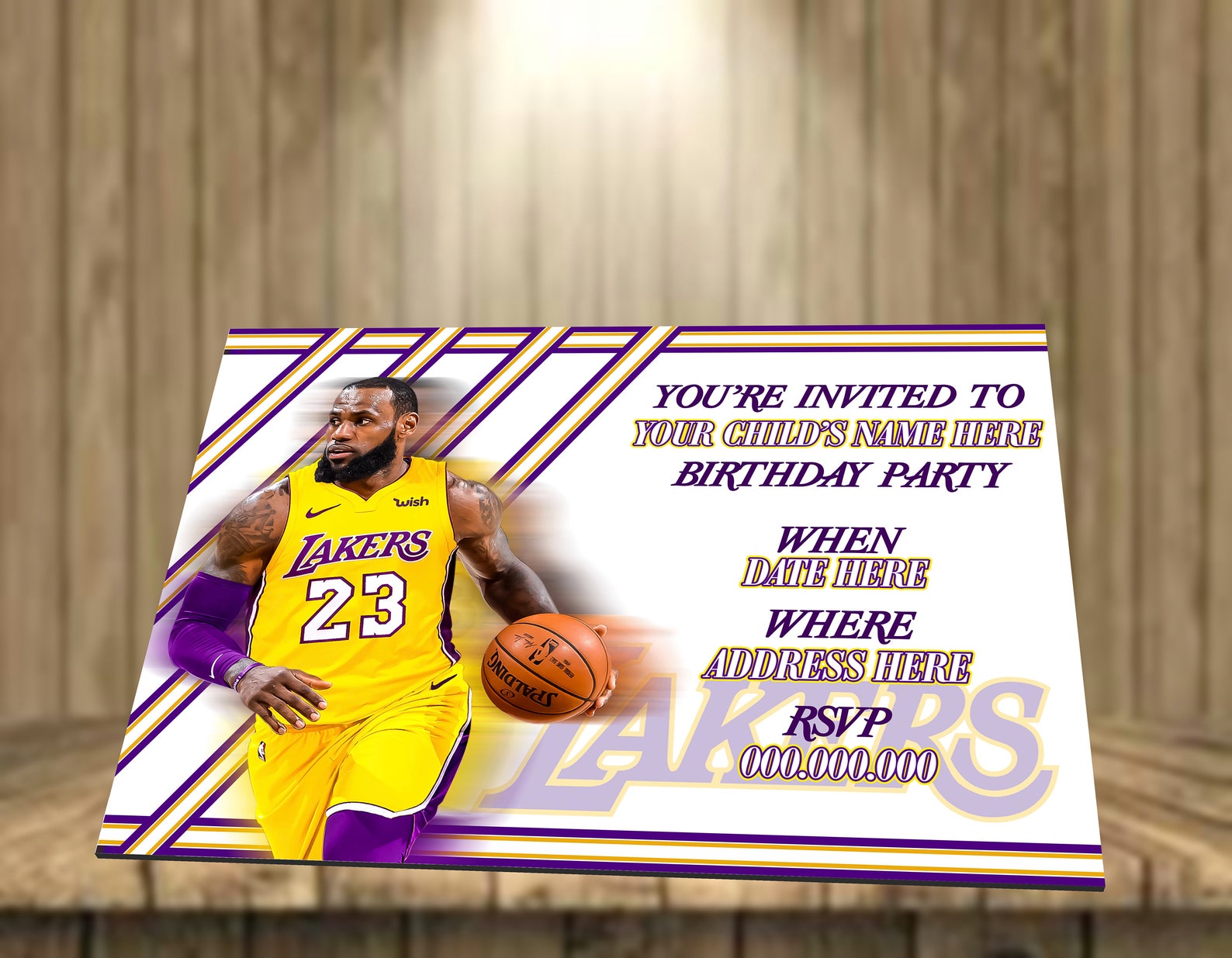 Lebron James Lakers Customized Digital Party Invitation Card - Etsy