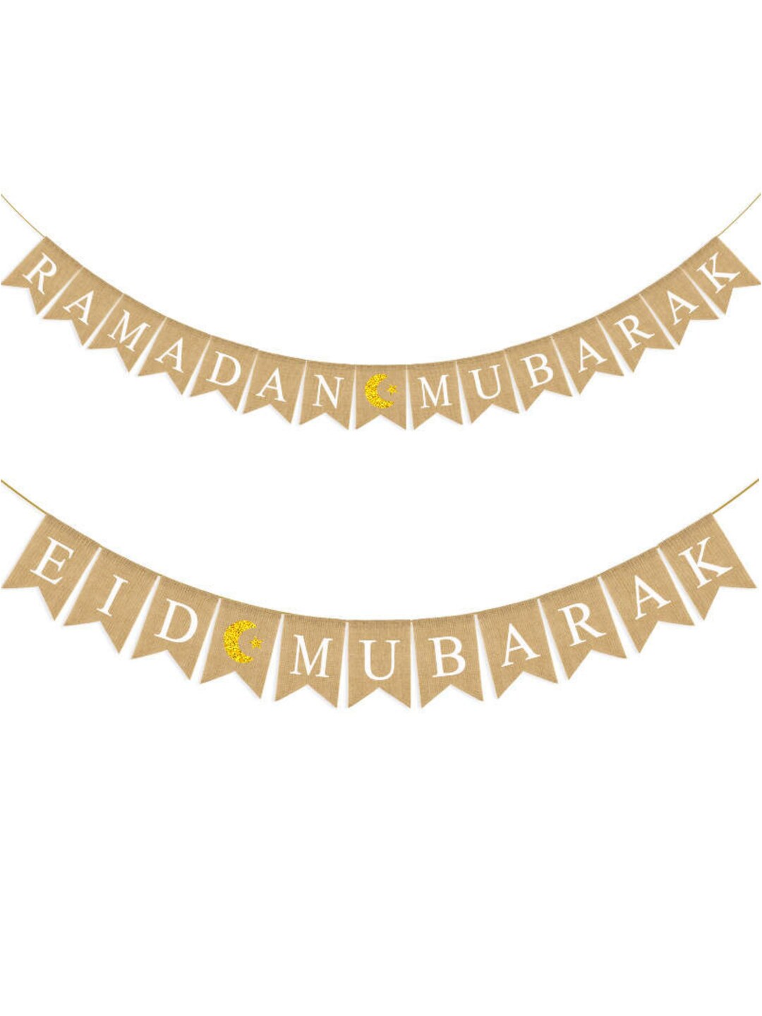 2 Banners Set Ramadan and Eid Mubarak Banner, Handmade Ramadan and Eid ...