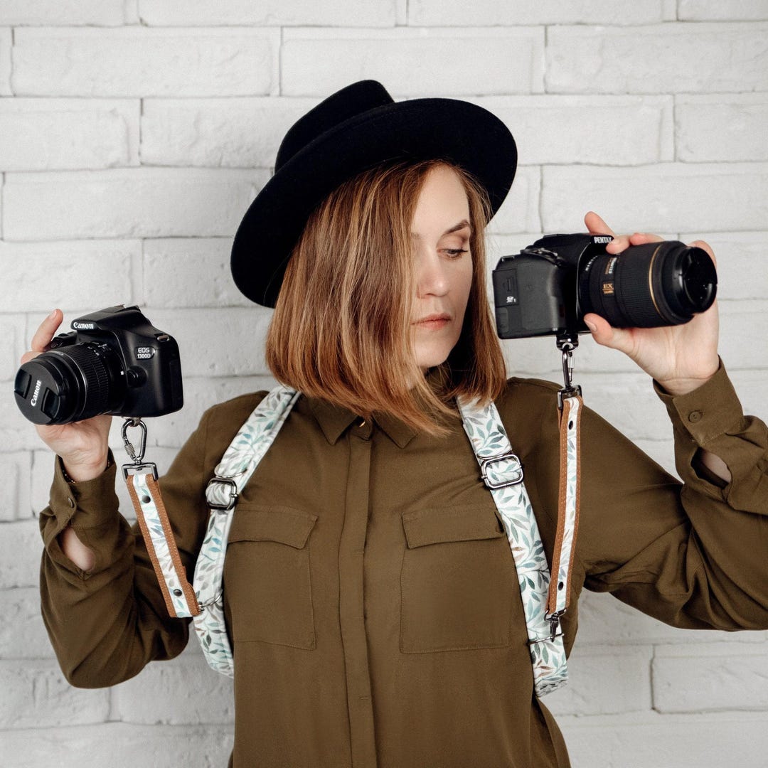 Photographer Double Sling Strap, Vegan Leather (adjustable for Two ...