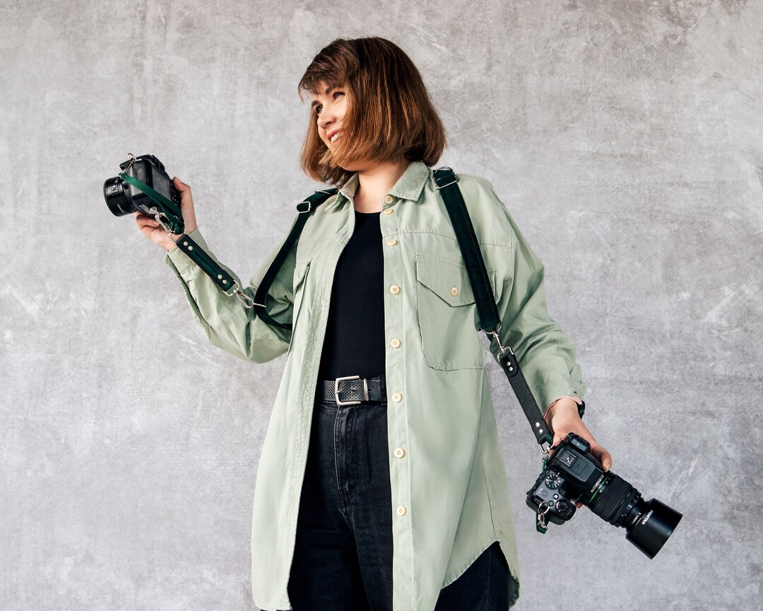 Personalized Vegan Double Camera Harness: Velvet Dual DSLR Strap, Two ...