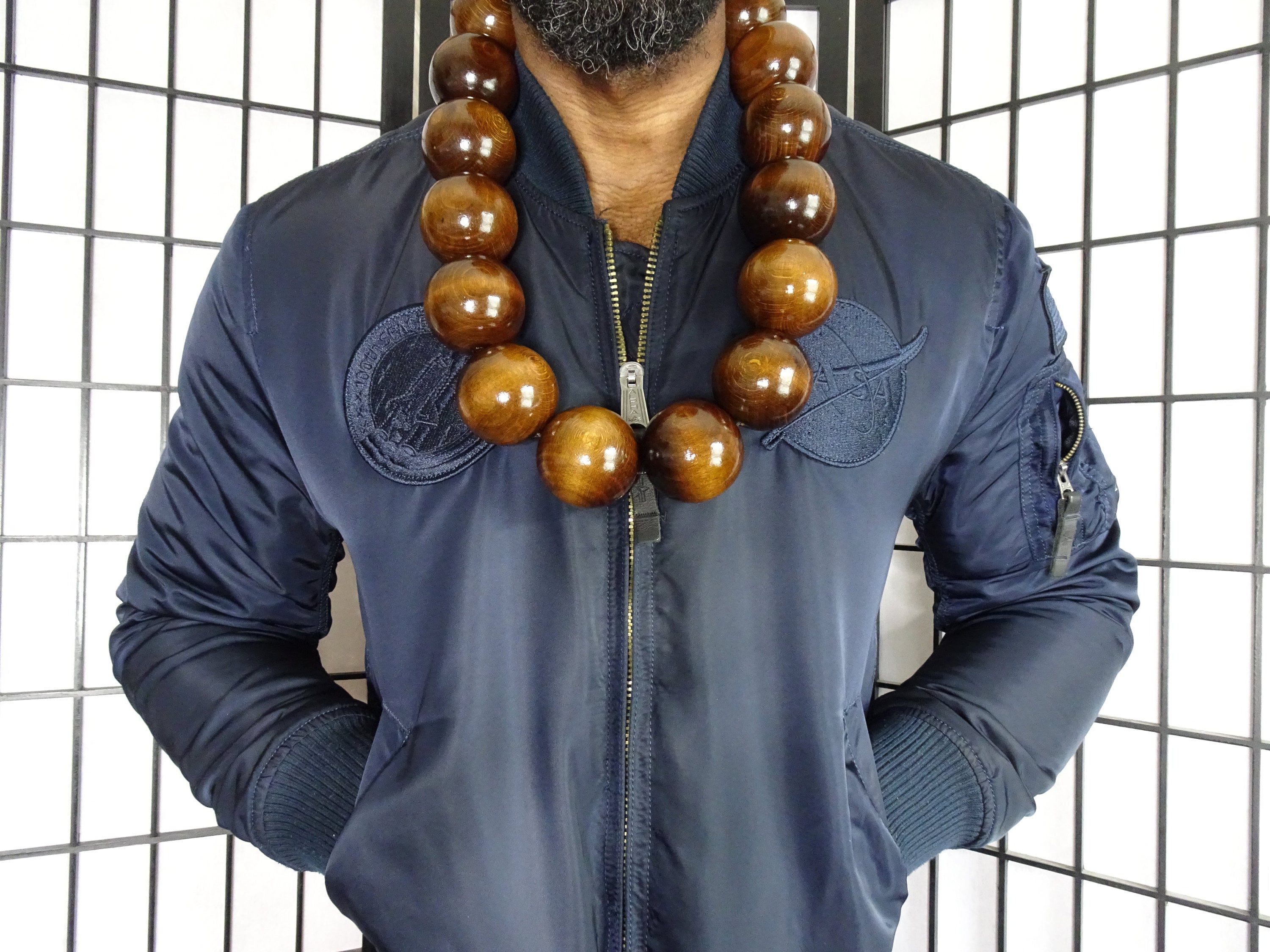 Ogun's Blessing. Huge Beaded Necklace in Glossed Walnut - Etsy