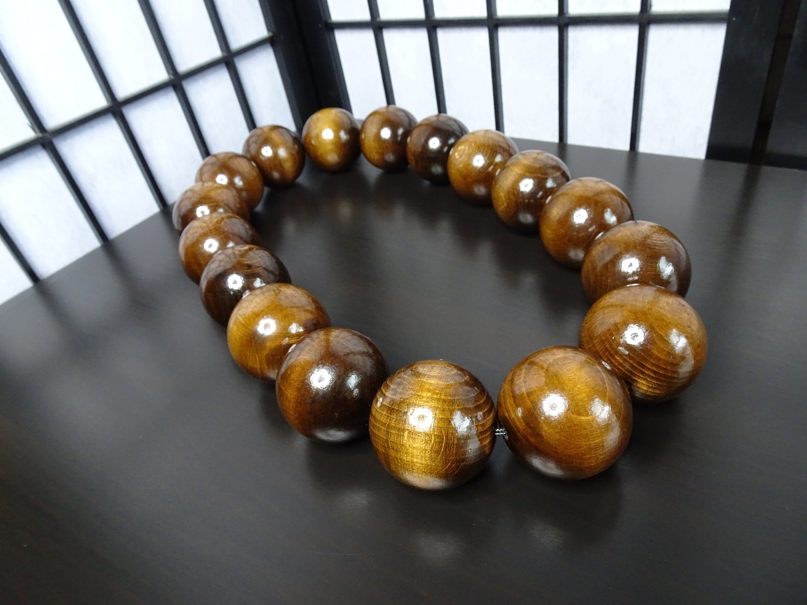 Ogun's Blessing. Huge Beaded Necklace in Glossed Walnut | Etsy