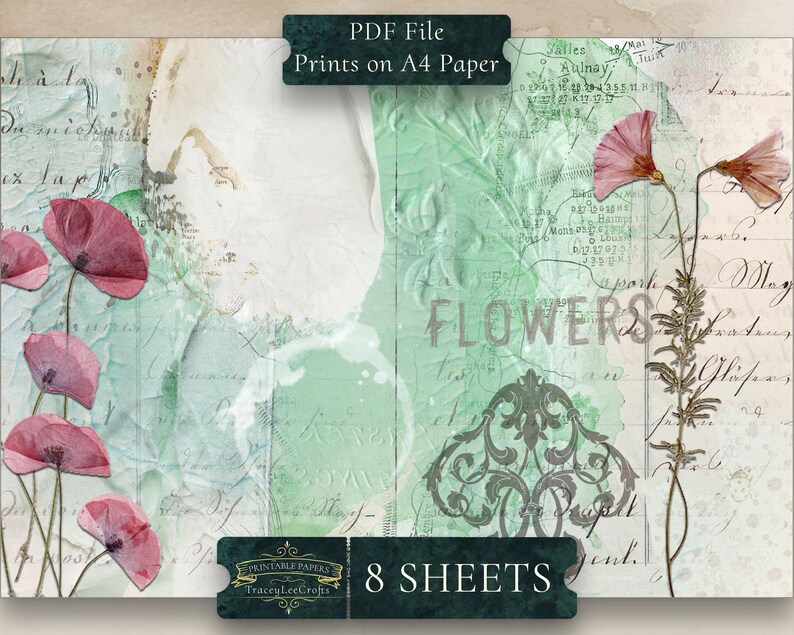 Wildflowers Journal Kit Printable, Dried Flowers Diary Pages, Digital ...