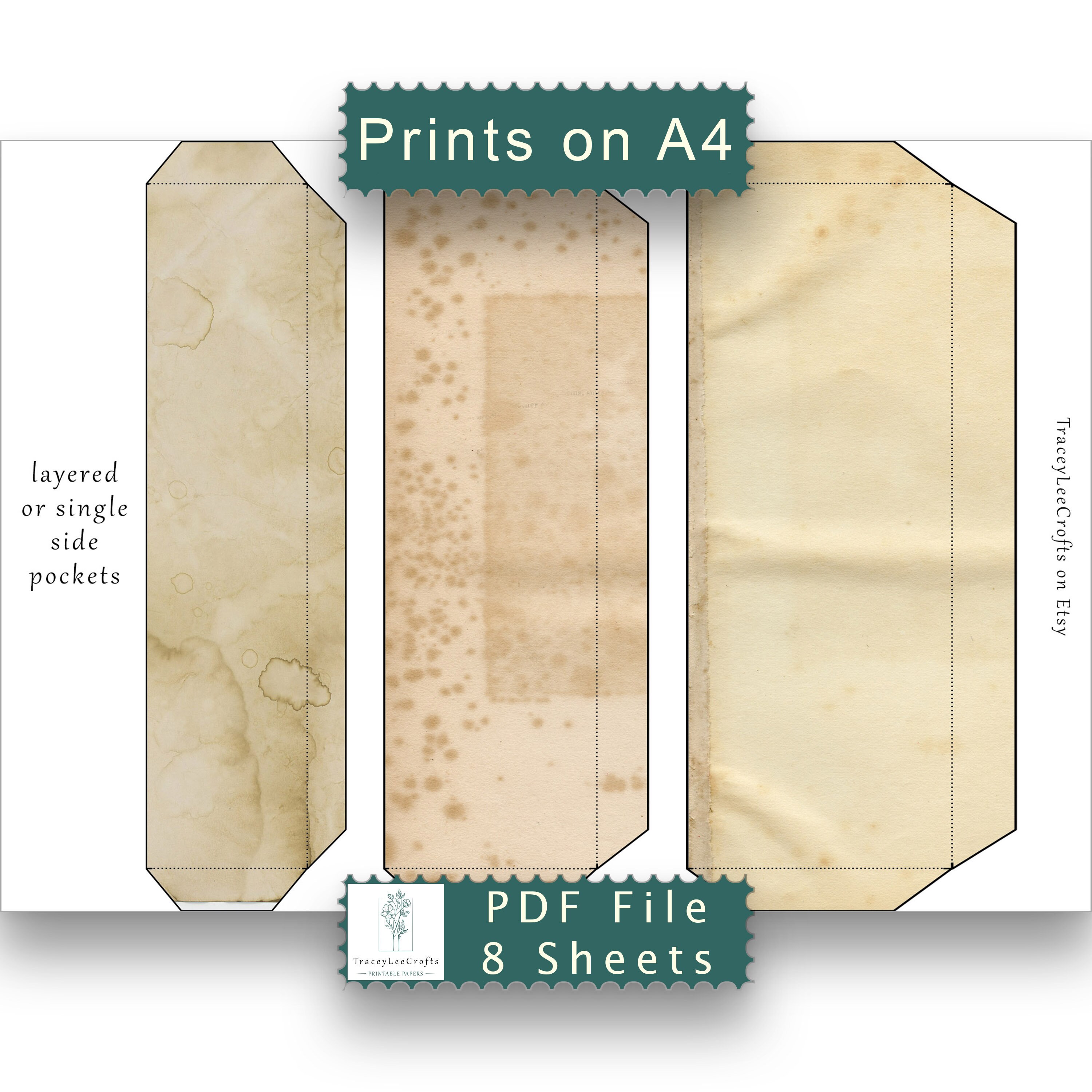 Digital Old Paper Tags Pockets Envelopes Kit, Printable Junk Journal ...