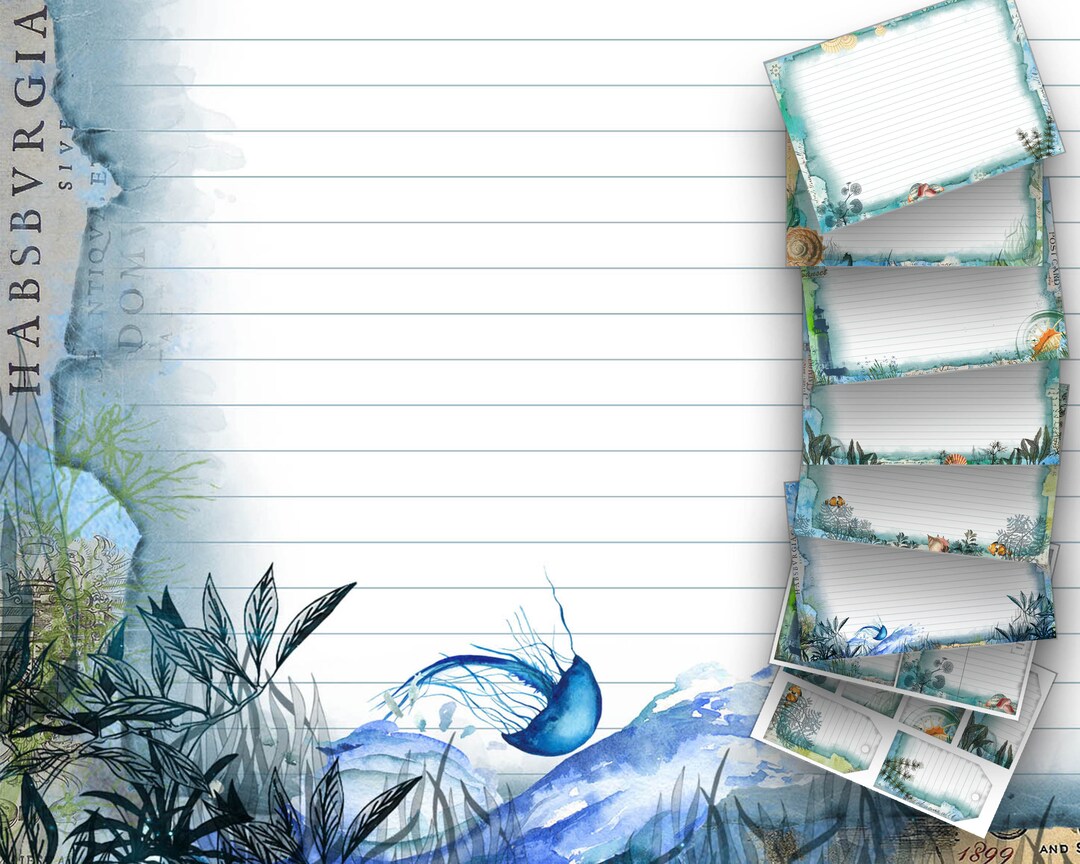 Printable Ocean Beach Junk Journal DIY Kit, Lined Writing Paper PDF ...