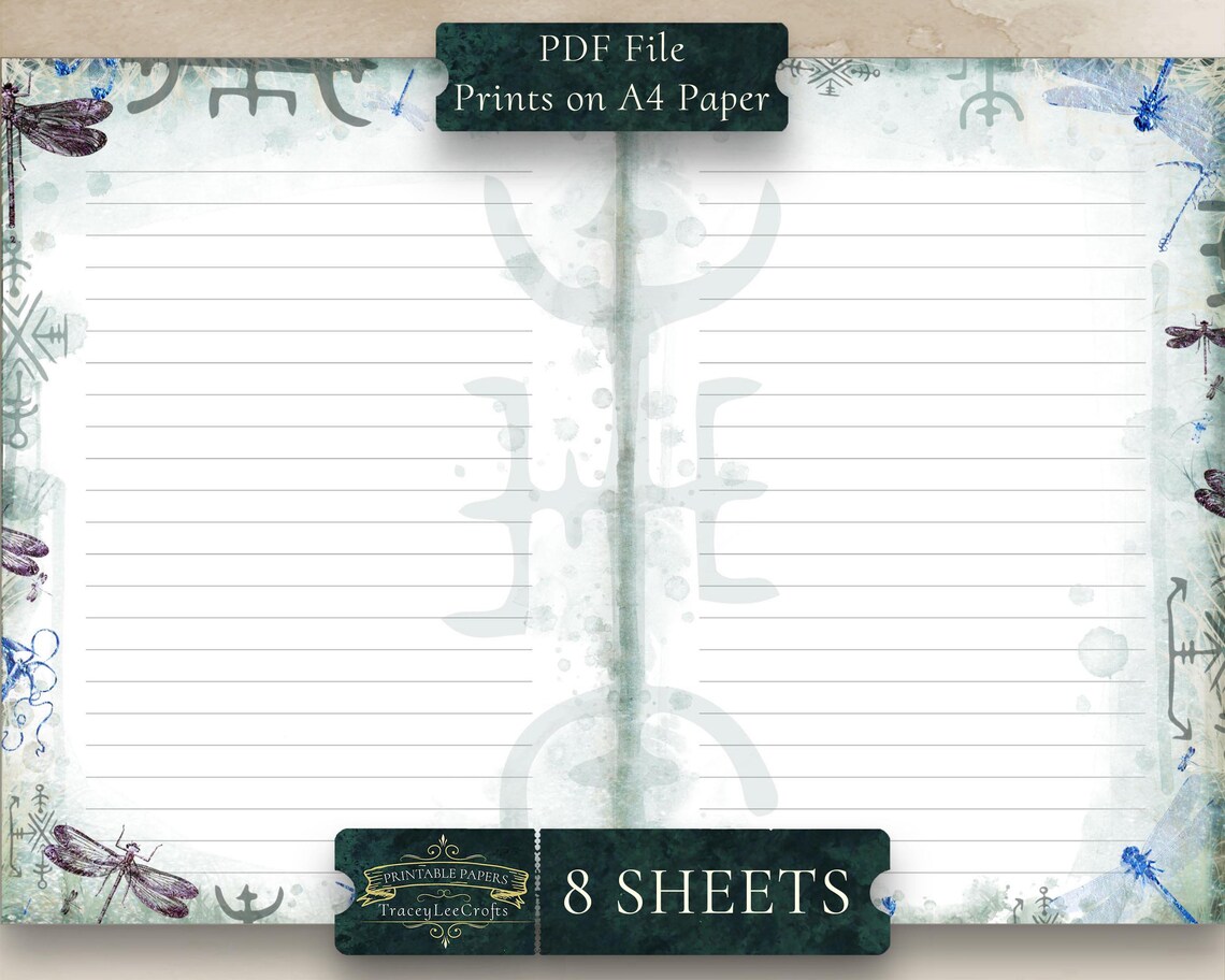 DIY Lined Dragonfly Journal Printable Kit Digital Diary Paper - Etsy