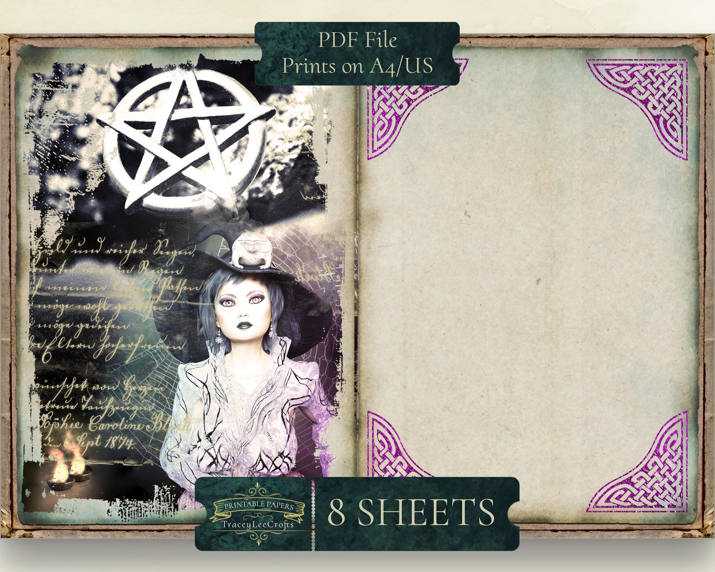 DIY Gothic Witch Diary Printable, Wicca Pagan Journal Kit, A5 Book of ...