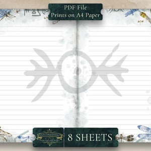 DIY Lined Dragonfly Journal Printable Kit Digital Diary Paper ...
