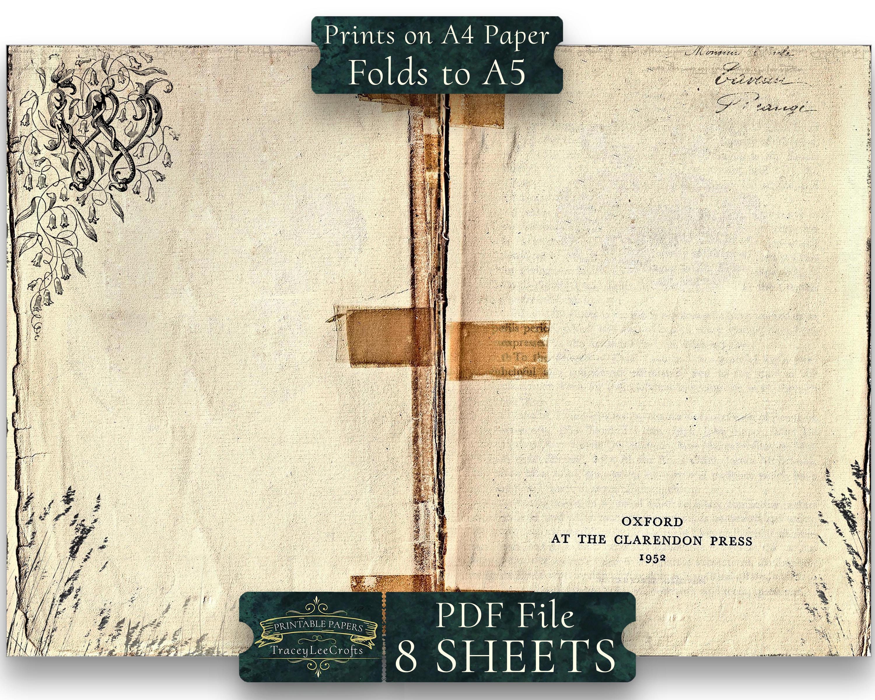 Printable Old Book Pages Vintage Junk Journal Sheets Stained | Etsy