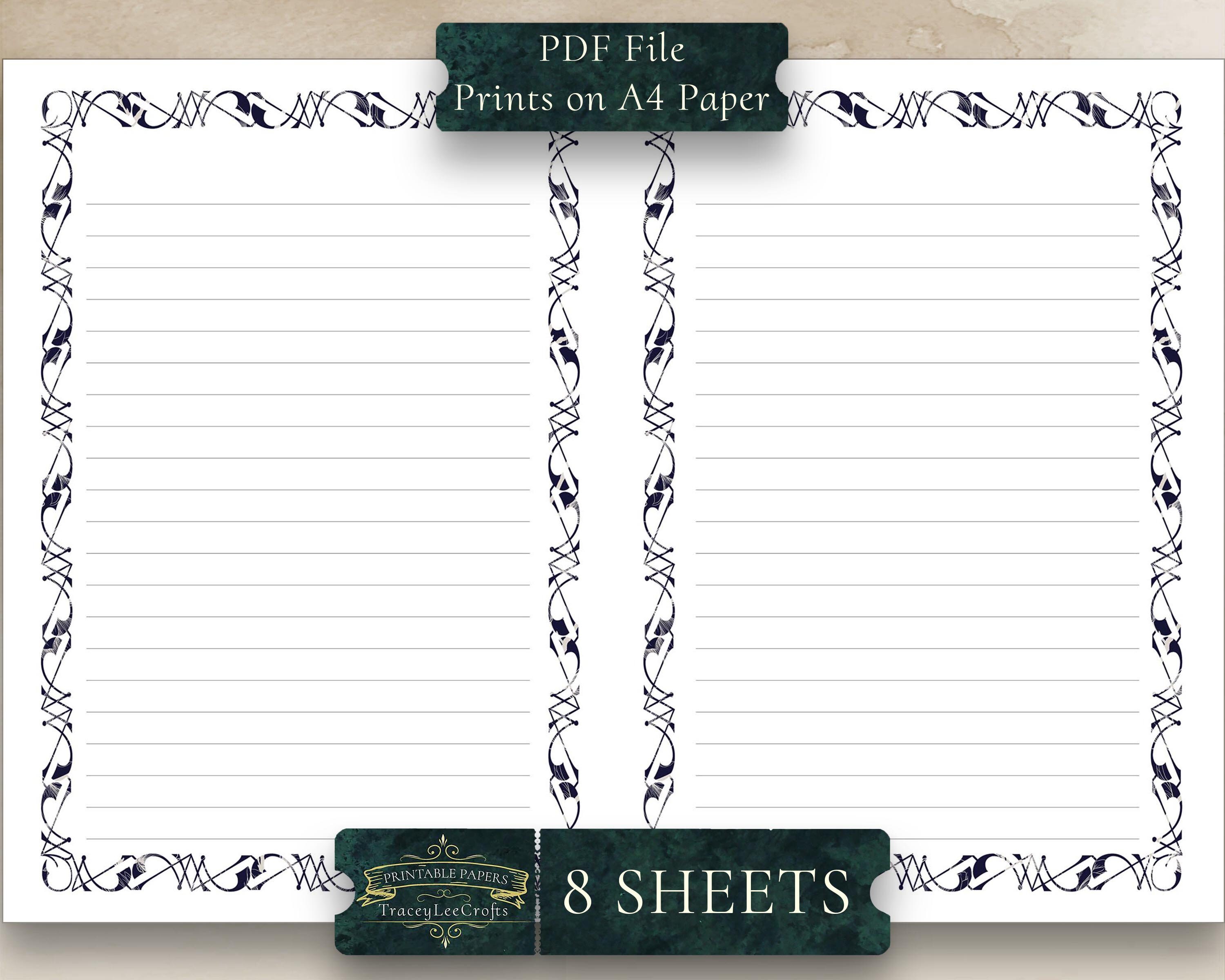 Printable Lined Journal Pages Kit Art Deco Framed Border Minimalist ...