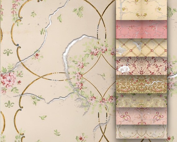 Junk Journal Vintage Wallpaper Pink Florals Printable Kit | Etsy