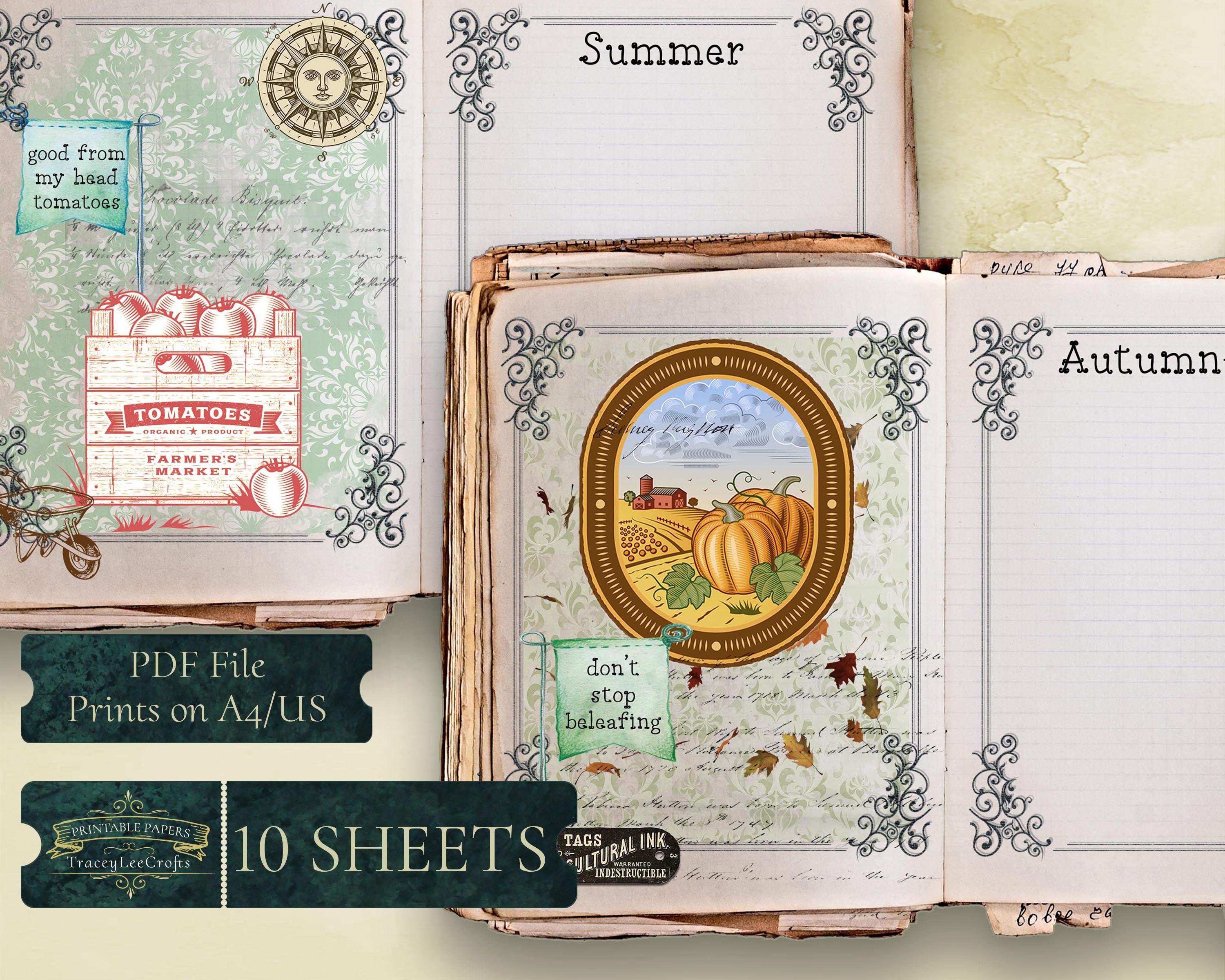 DIY Vegetable Garden Diary Printable, Junk Journal Kit, Veggie Digital ...