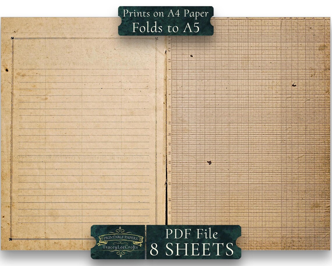 Printable Old Book Pages Vintage Junk Journal Sheets Stained | Etsy