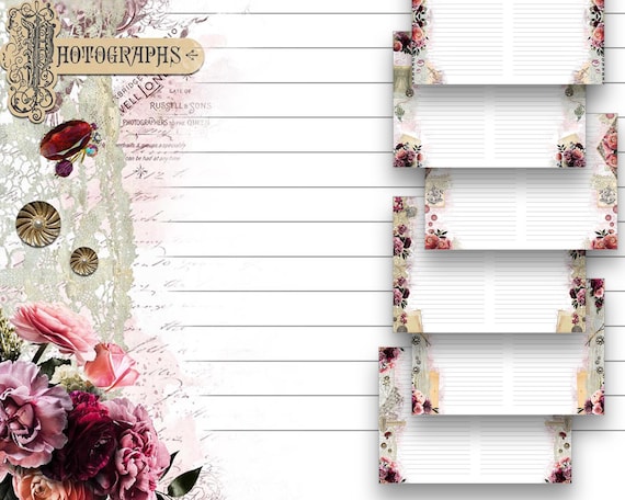 Victorian Floral Lined Writing Paper Printable Vintage | Etsy