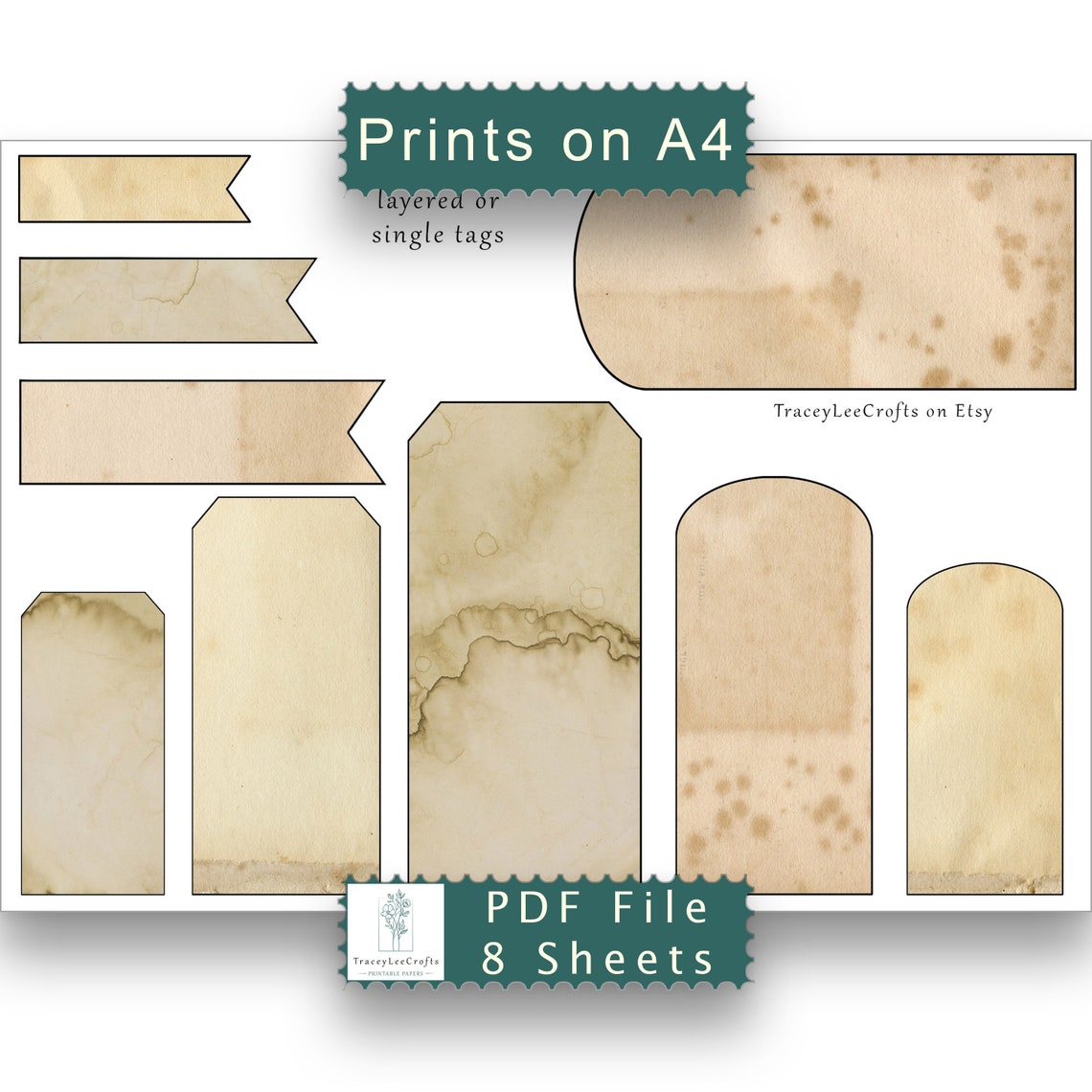 Digital Old Paper Tags Pockets Envelopes Kit Printable Junk - Etsy