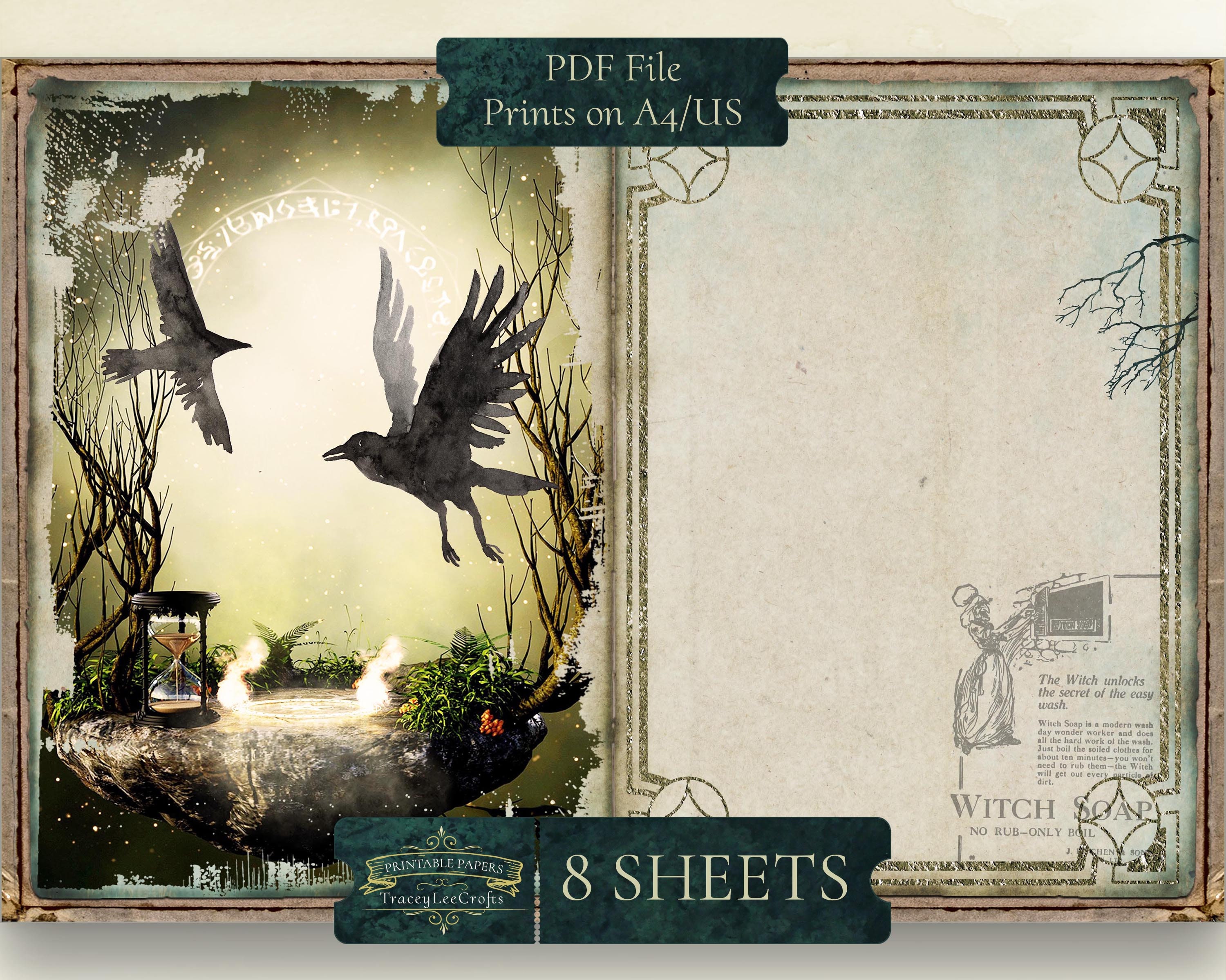 DIY Gothic Witch Diary Printable, Wicca Pagan Journal Kit, A5 Book of ...