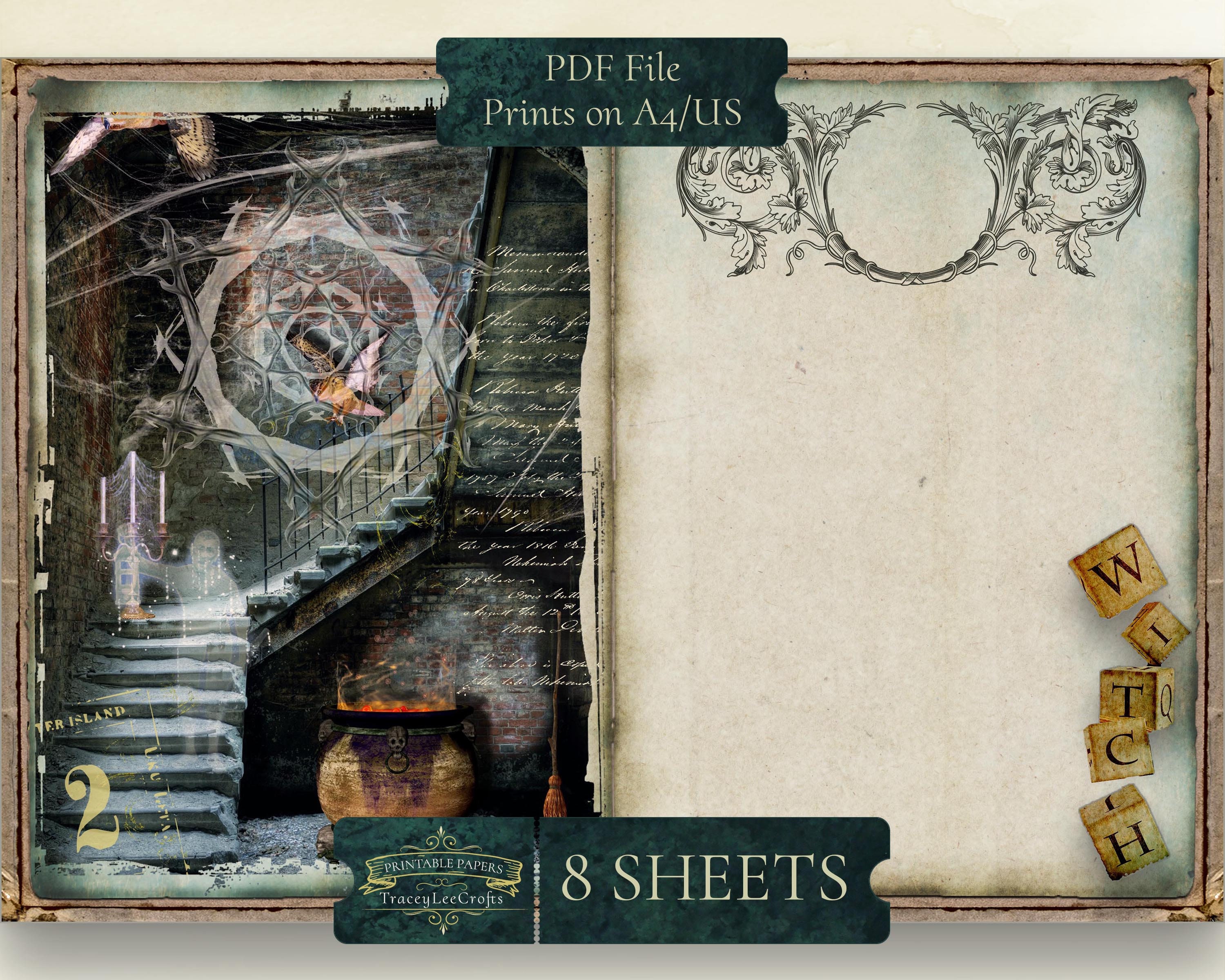 DIY Gothic Witch Diary Printable, Wicca Pagan Journal Kit, A5 Book of ...