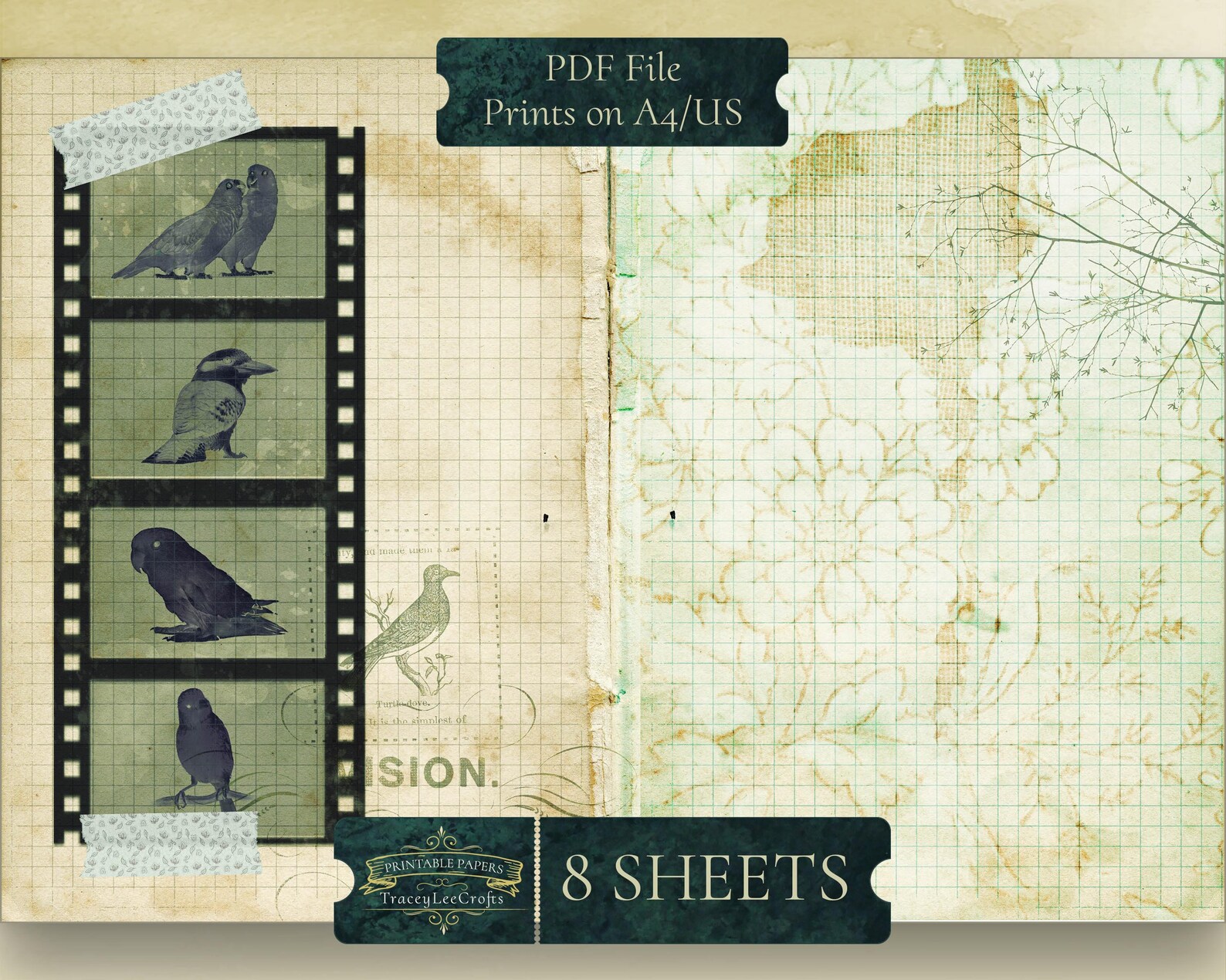 DIY Bird Junk Journal Printable Kit, Digital Collage Sheet Papers ...