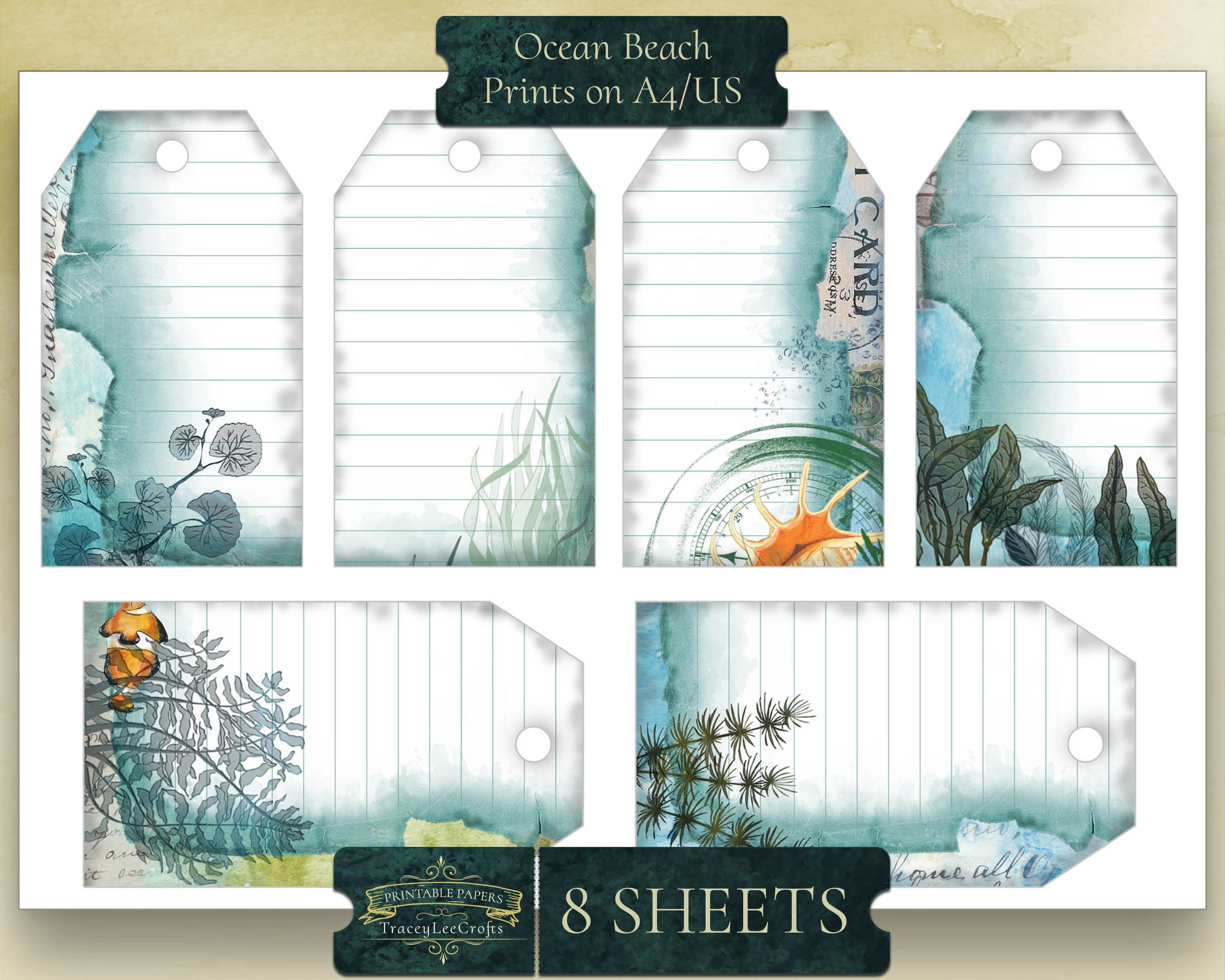 Printable Ocean Beach Junk Journal DIY Kit Lined Writing - Etsy