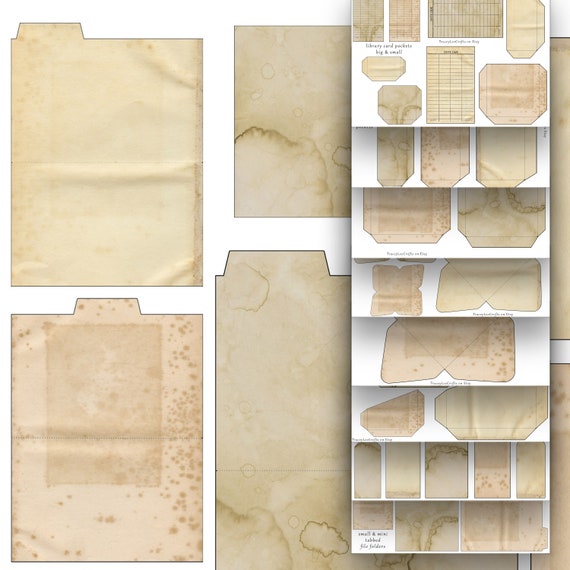 Digital Old Paper Tags Pockets Envelopes Kit Printable Junk - Etsy