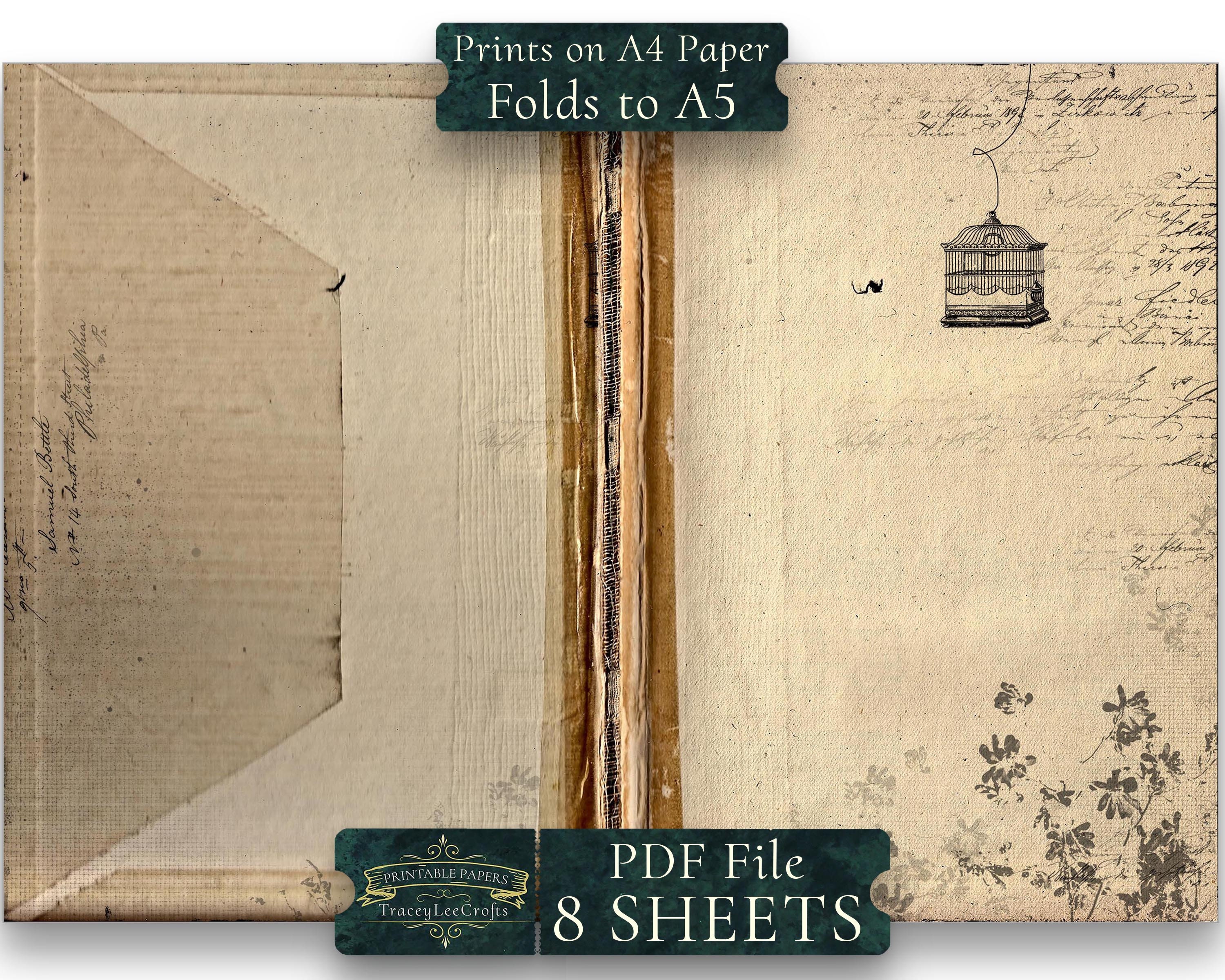 Printable Old Book Pages, Vintage Junk Journal Sheets, Stained Ephemera ...