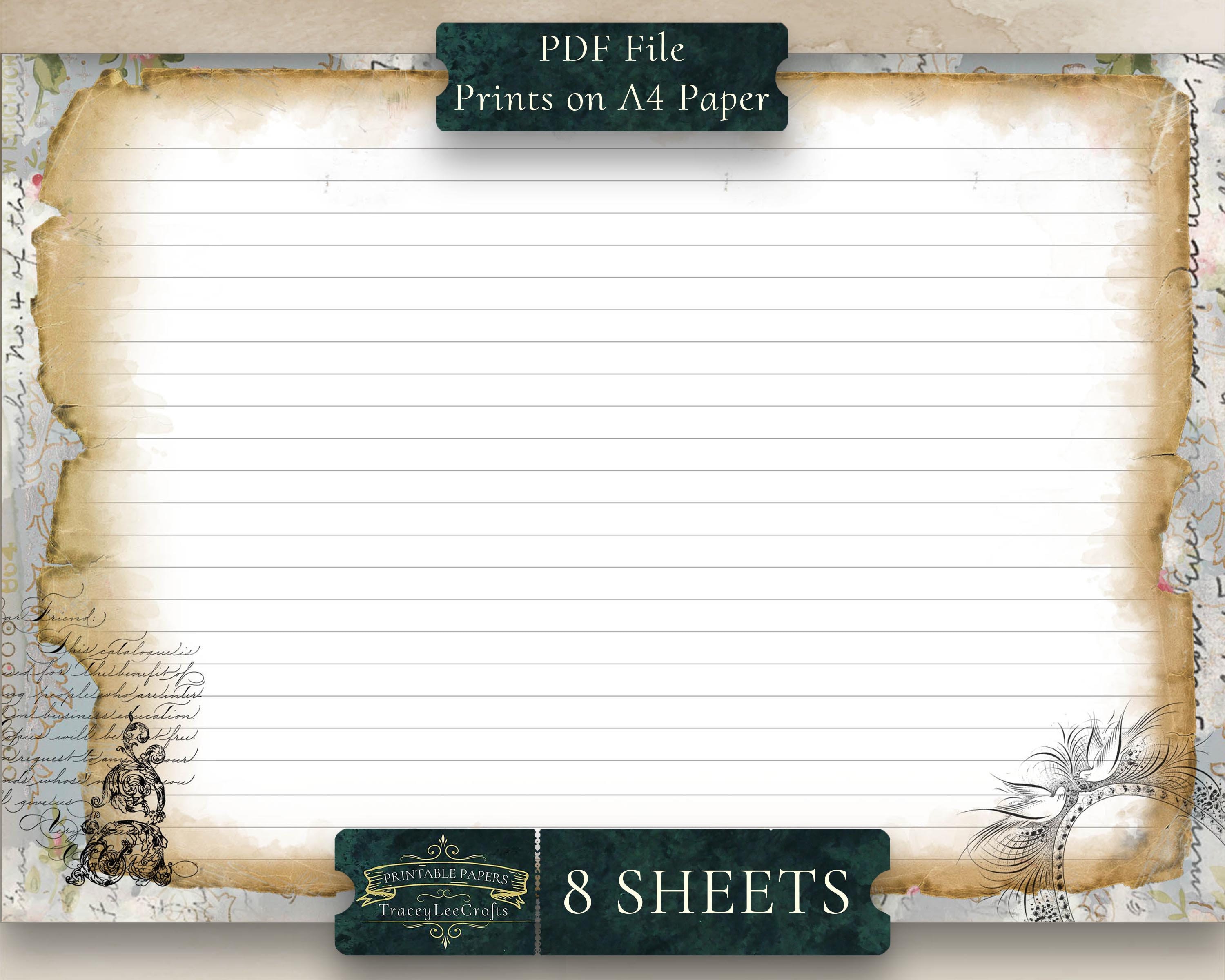 Commercial Use DIY Kit Printable Vintage Lined Writing Paper Script ...