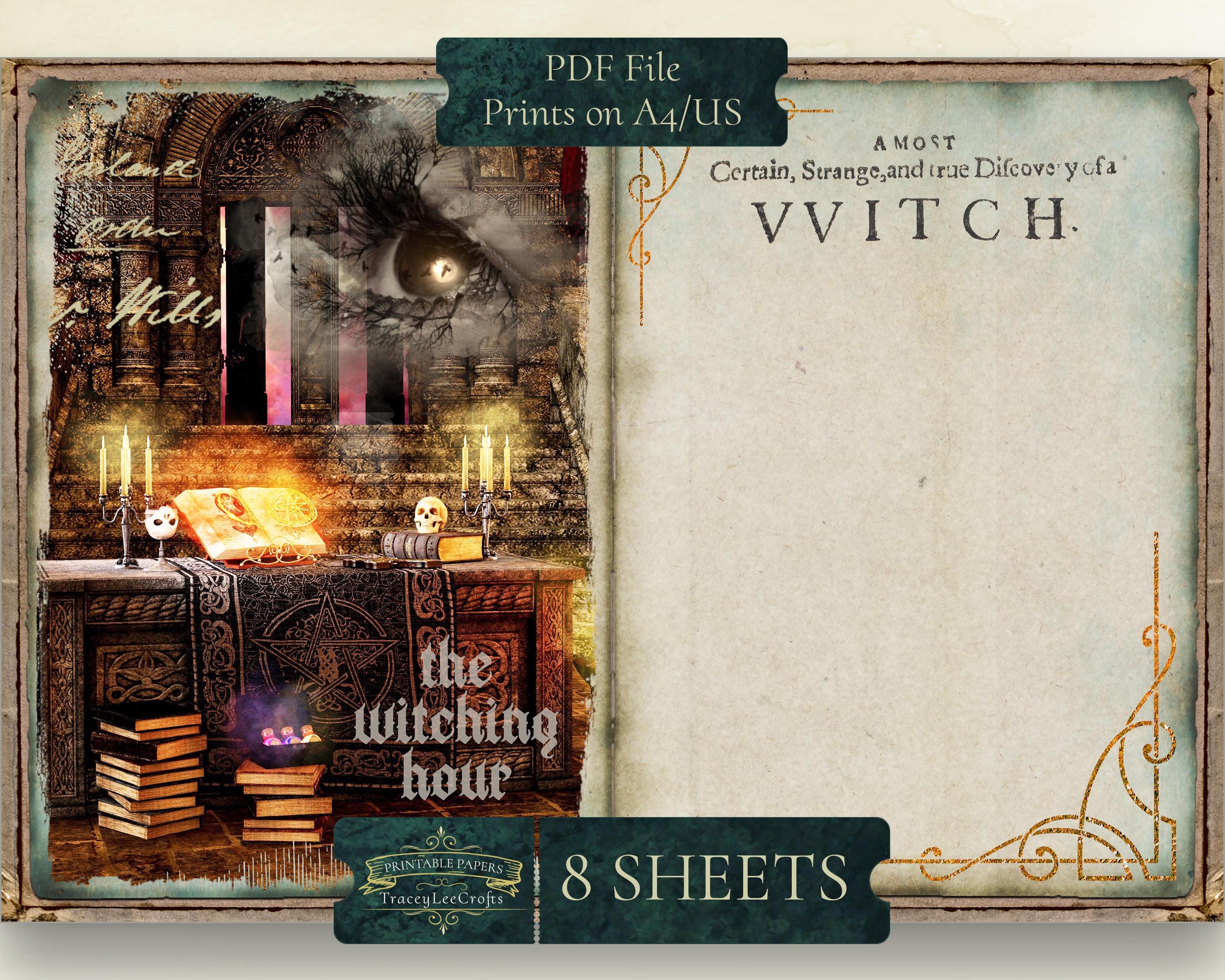 DIY Gothic Witch Diary Printable, Wicca Pagan Journal Kit, A5 Book of ...