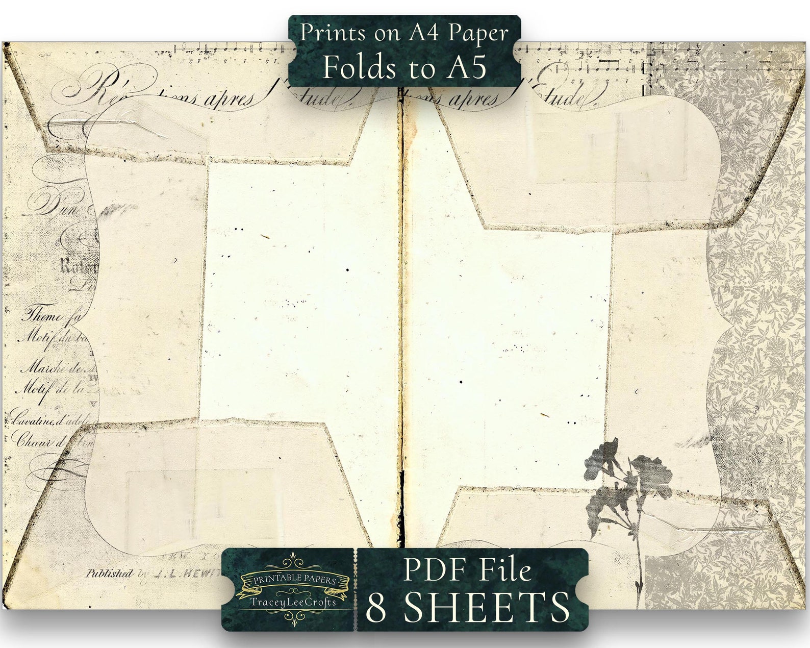 Printable Old Book Pages Vintage Junk Journal Sheets Stained | Etsy