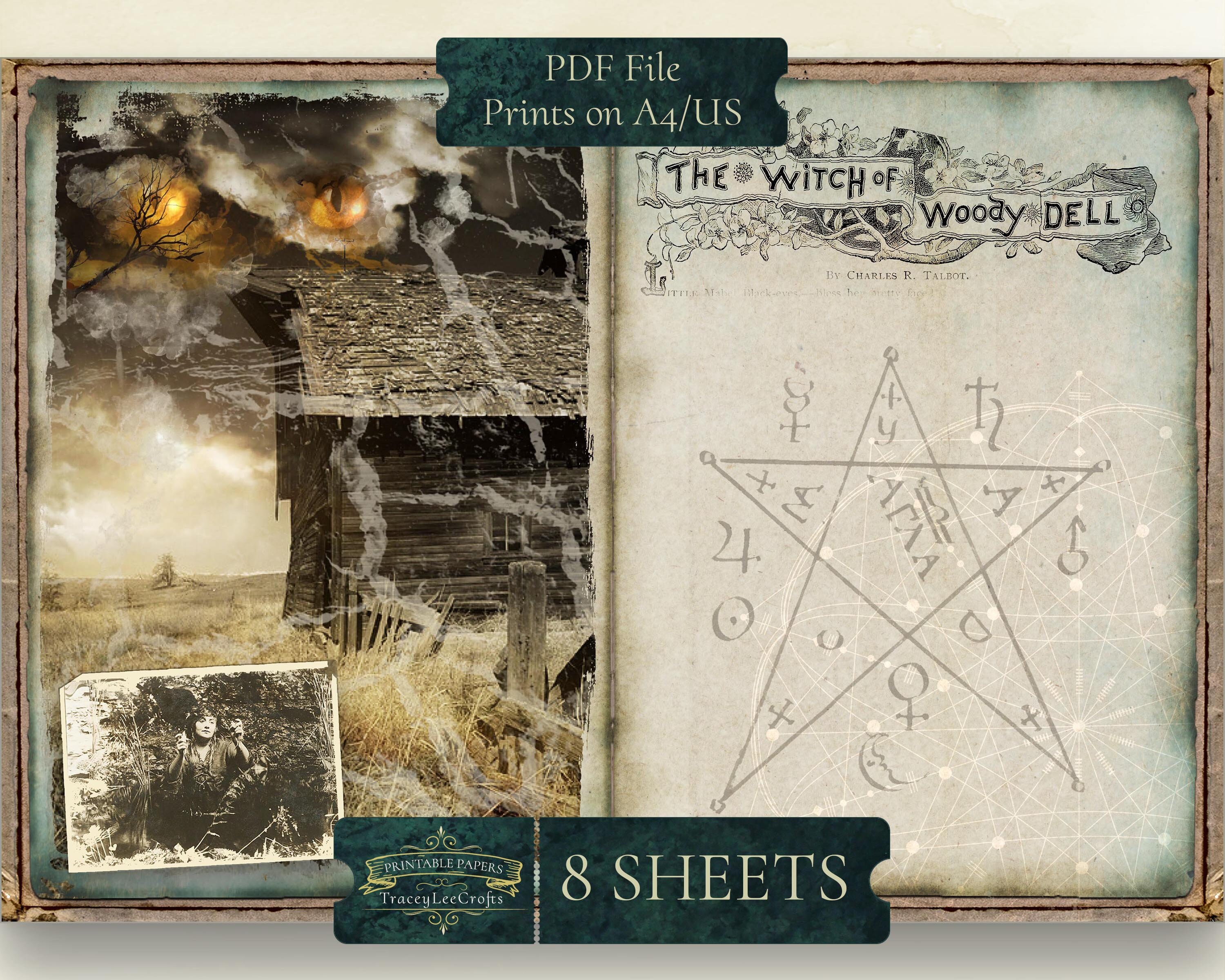 DIY Gothic Witch Diary Printable, Wicca Pagan Journal Kit, A5 Book of ...