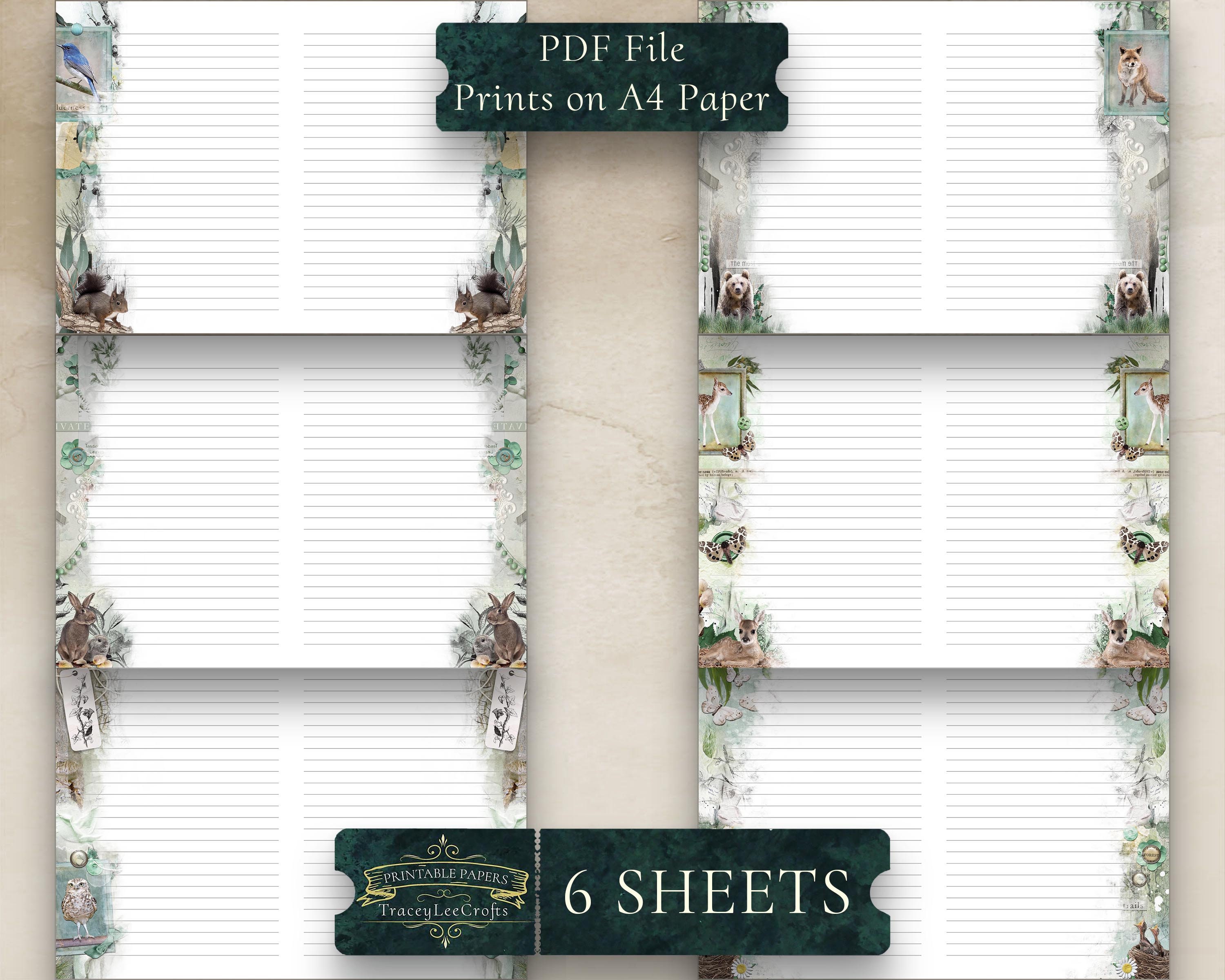 Woodland Forest Animals Lined Writing Paper Set Printable - Etsy