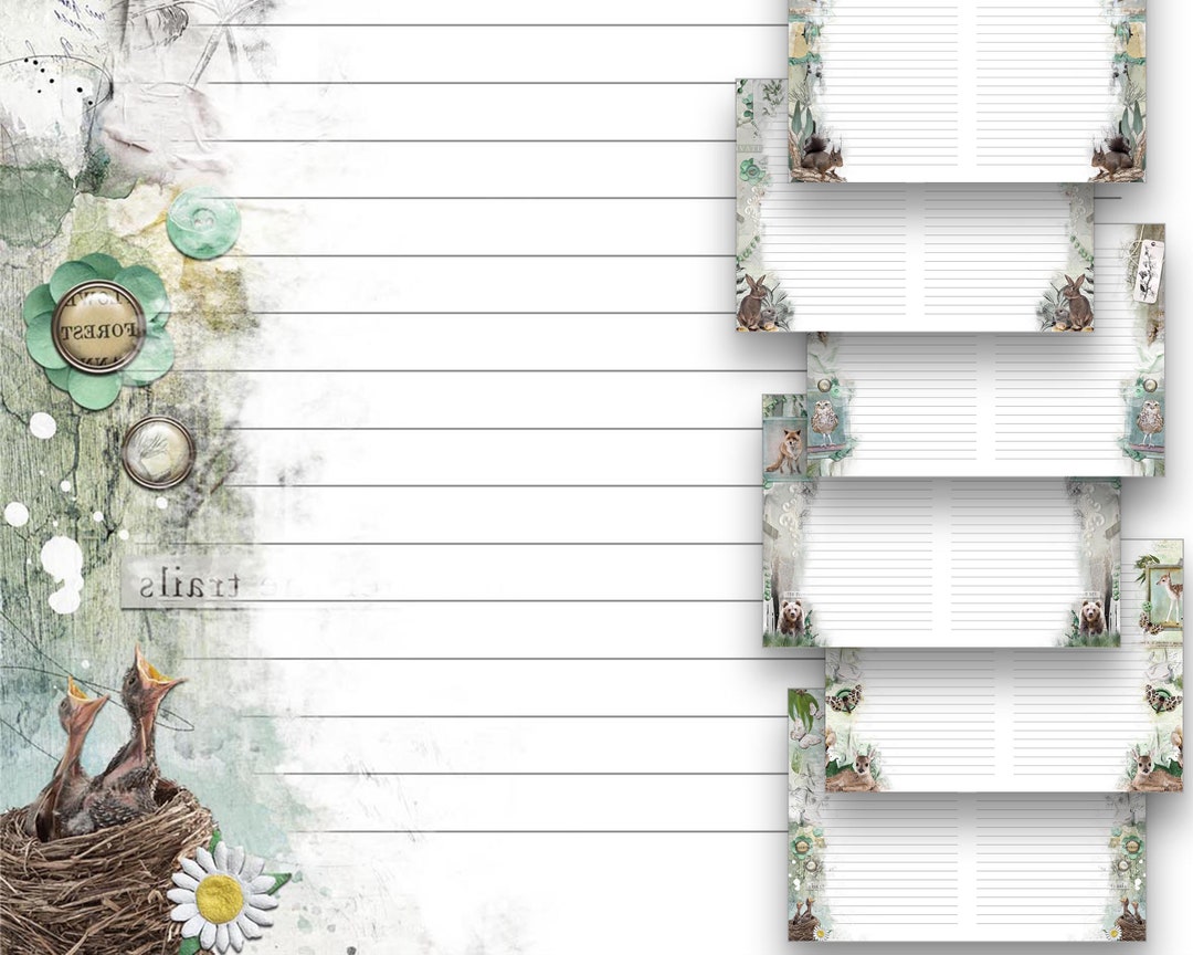 Woodland Forest Animals Lined Writing Paper Set Printable Stationery ...