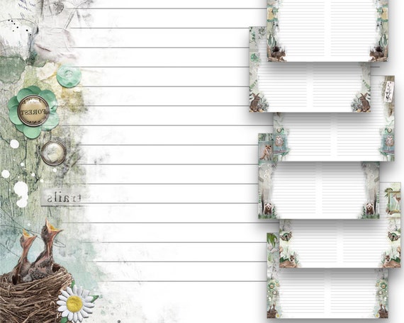Woodland Forest Animals Lined Writing Paper Set Printable - Etsy