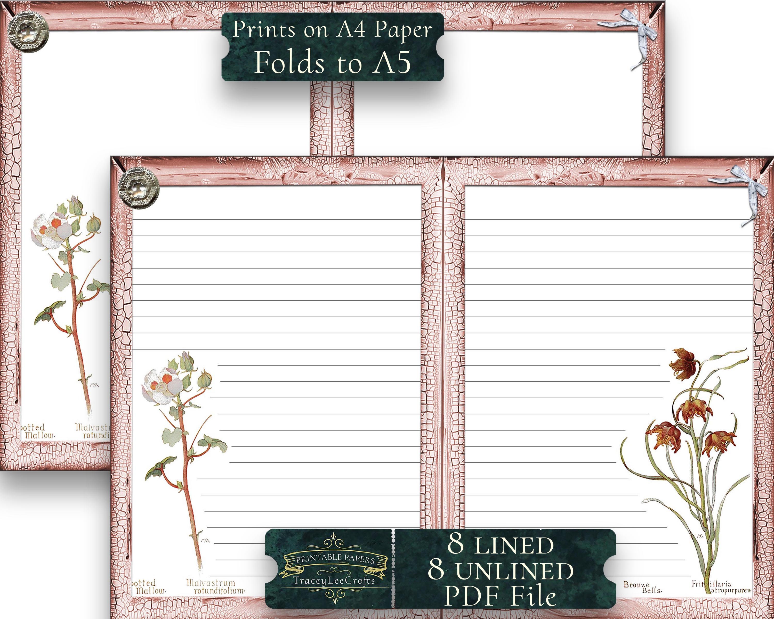 Printable American Wildflower Lined Writing Paper Botanical - Etsy