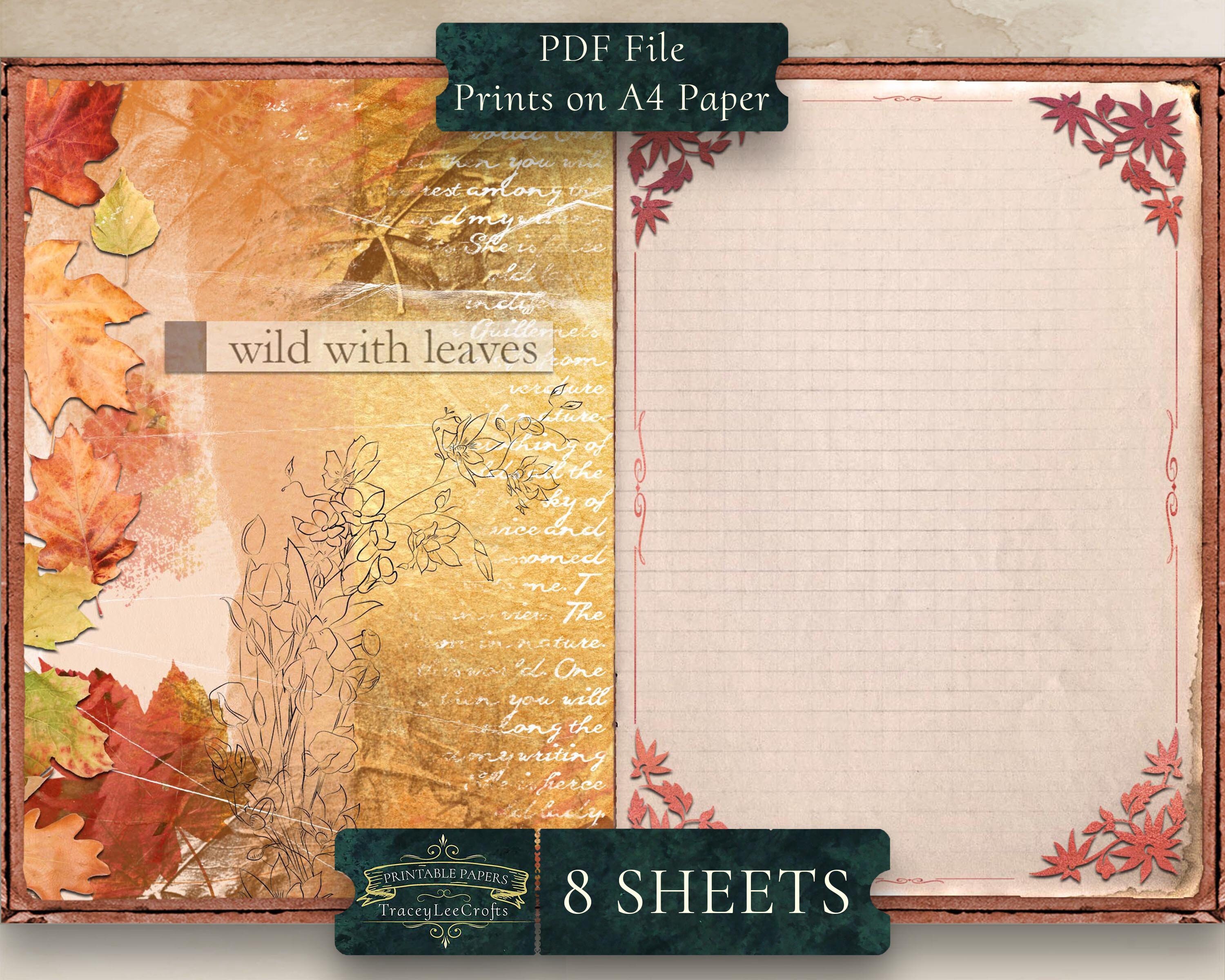 DIY Autumn Fall Diary Printable, Junk Journal Kit, Digital Writing ...