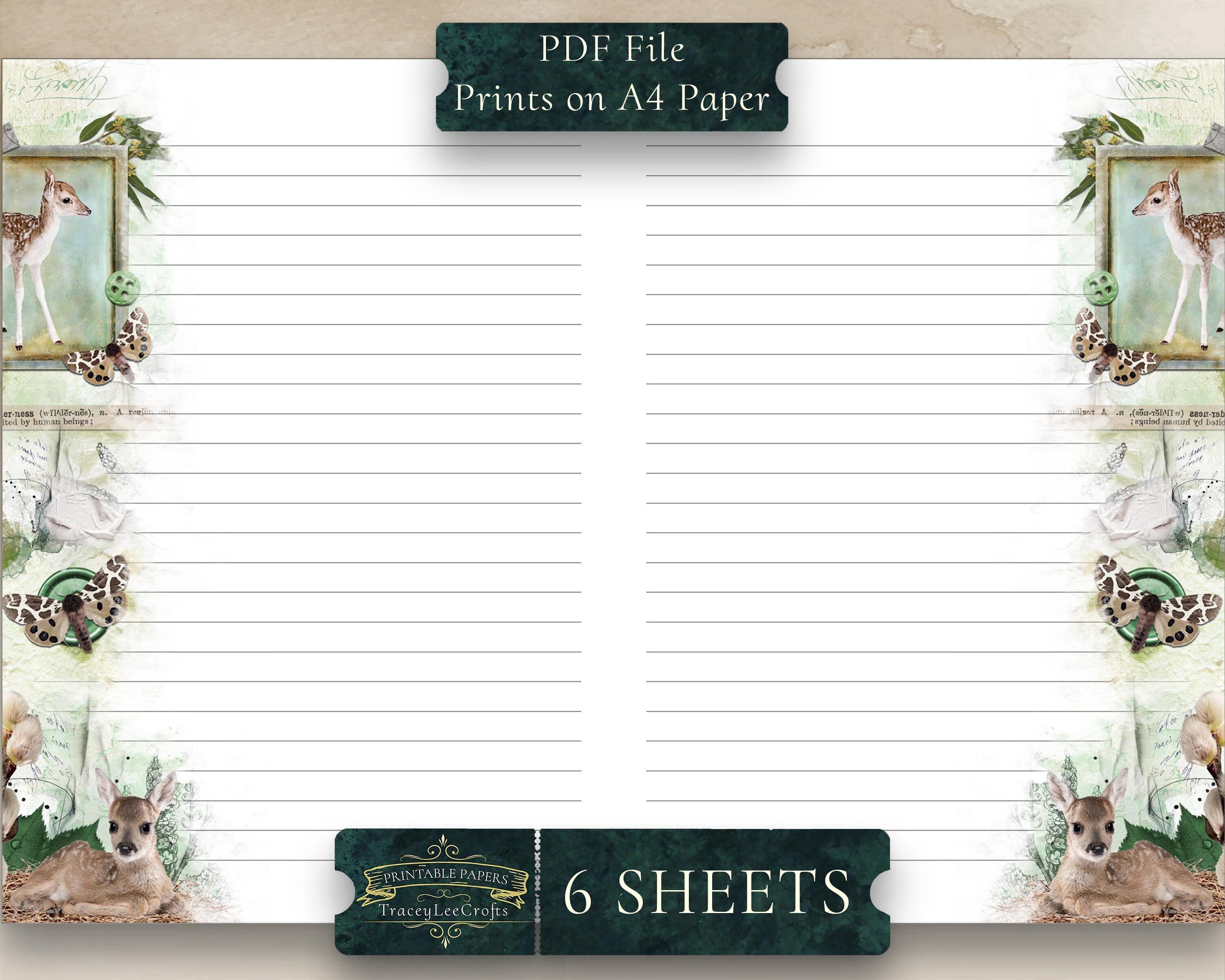 Woodland Forest Animals Lined Writing Paper Set Printable | Etsy UK