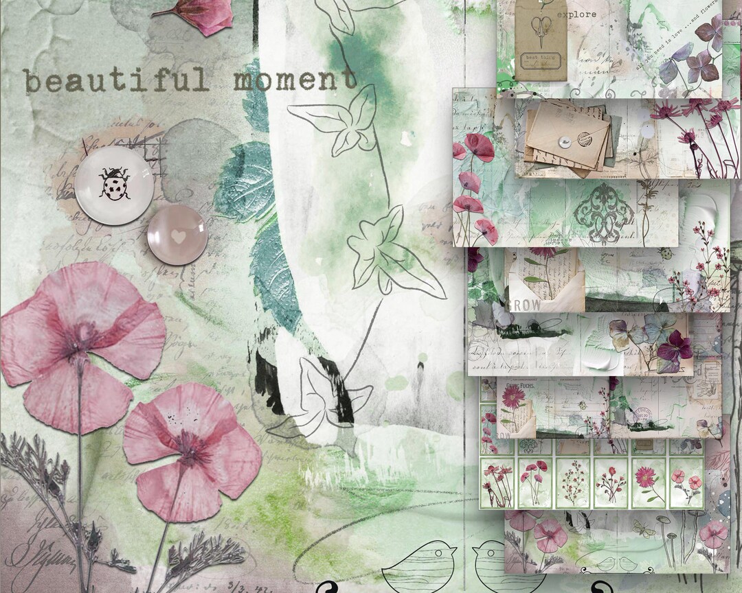 Wildflowers Journal Kit Printable, Dried Flowers Diary Pages, Digital ...