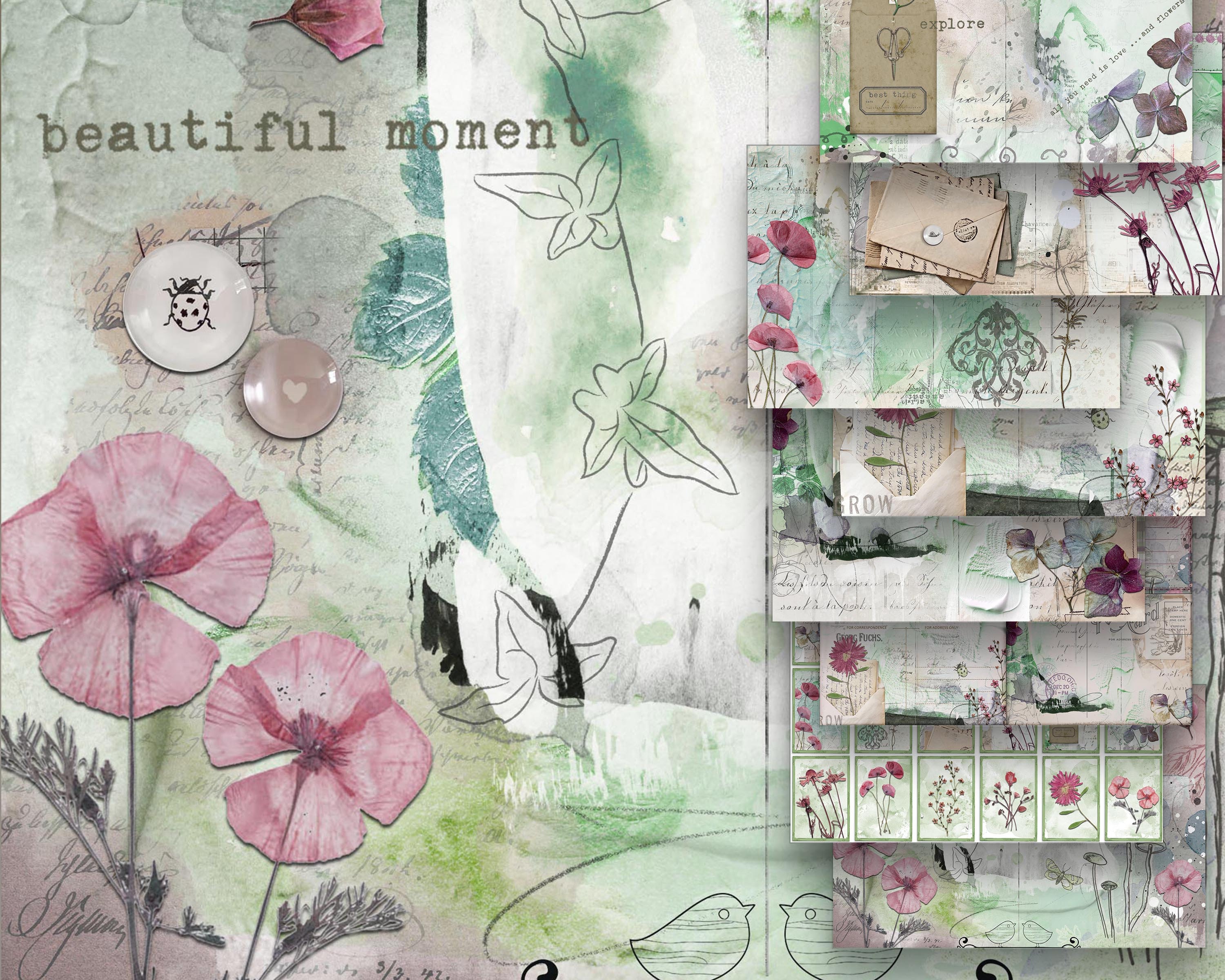 Wildflowers Journal Kit Printable Dried Flowers Diary Pages | Etsy