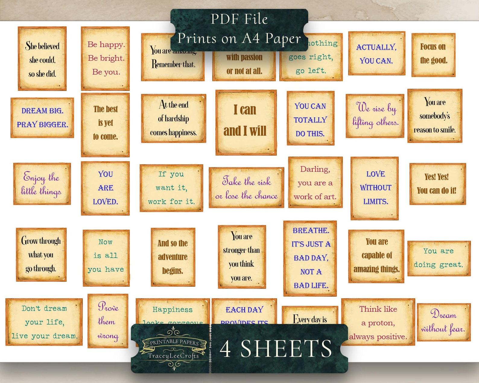 Printable Art Journaling Words, Junk Journal Text Stickers, Quotes ...