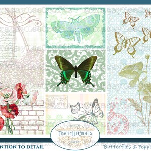 Digital Butterflies Poppies Junk Journal Images Pink Pages Flowers ...